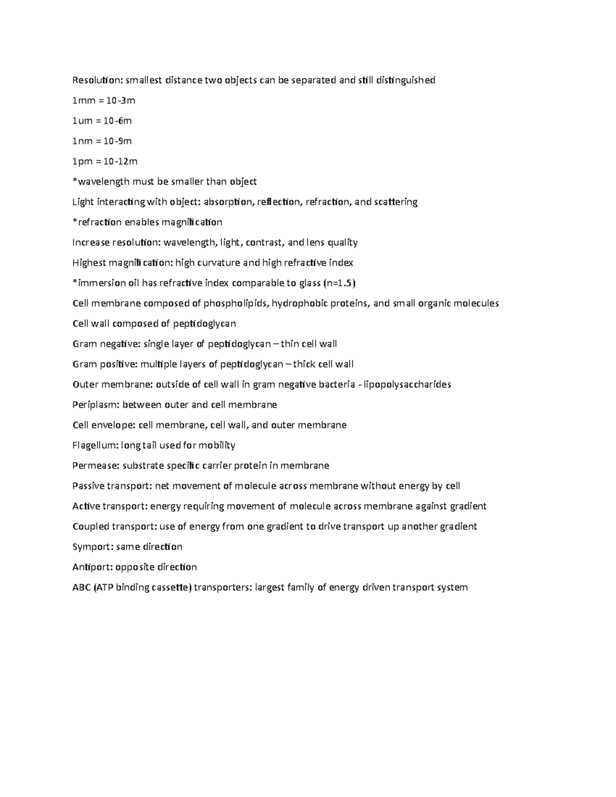 Microbiology lecture two - Resolution: smallest distance two objects ...