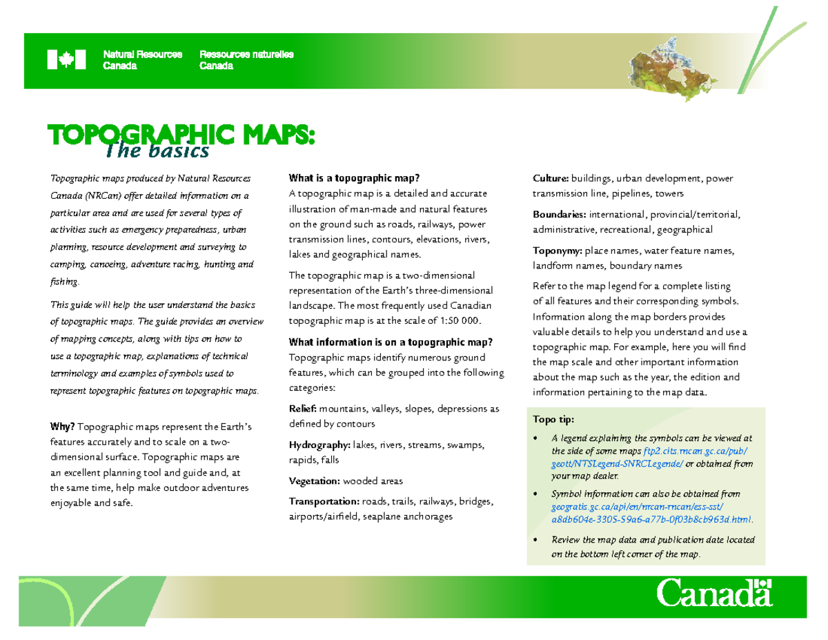 Topo Map Basics - lecture notes - TOPOGRAPHIC MAPS: The basics ...