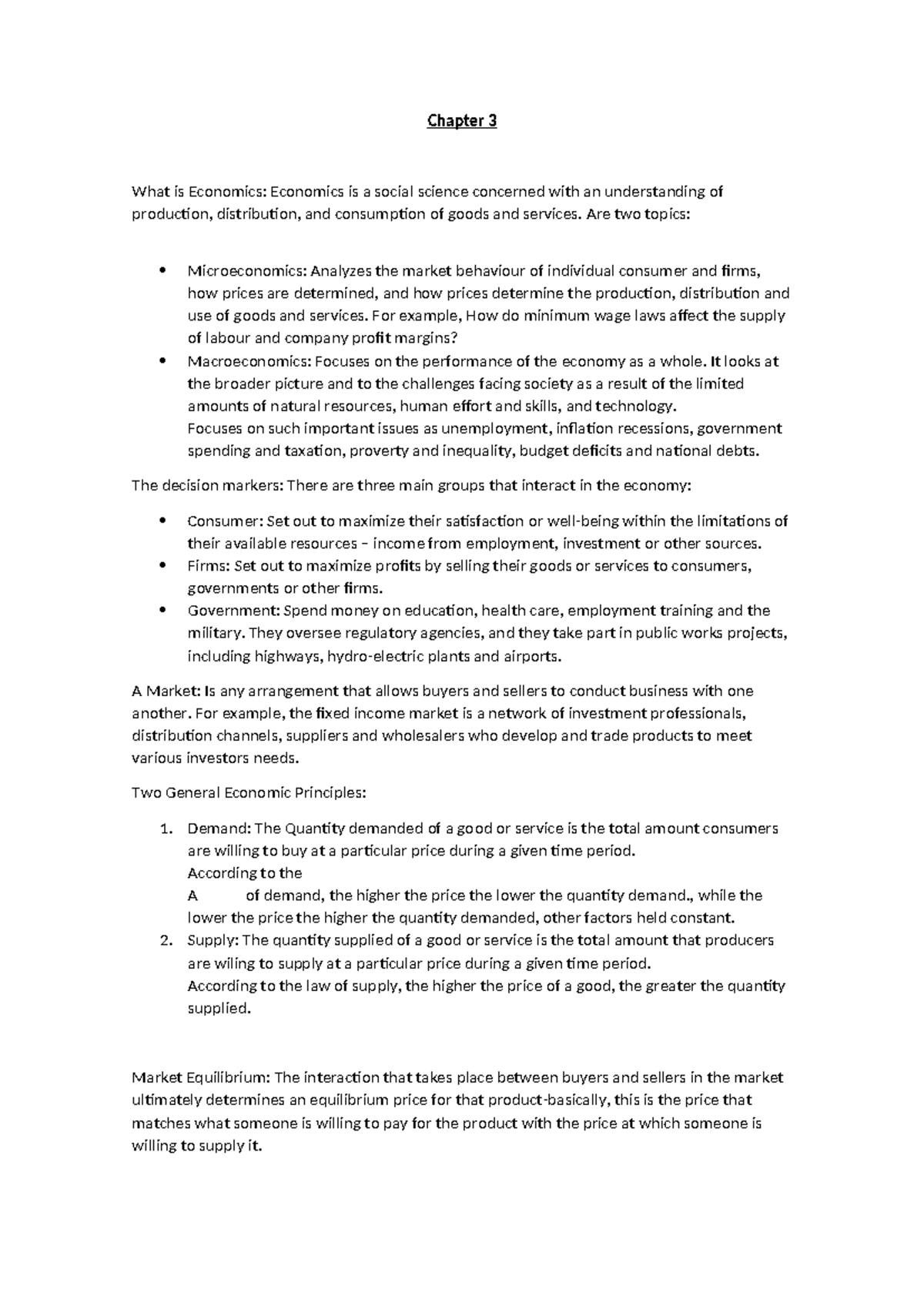 Chapter 3 - adsad - Chapter 3 What is Economics: Economics is a social ...