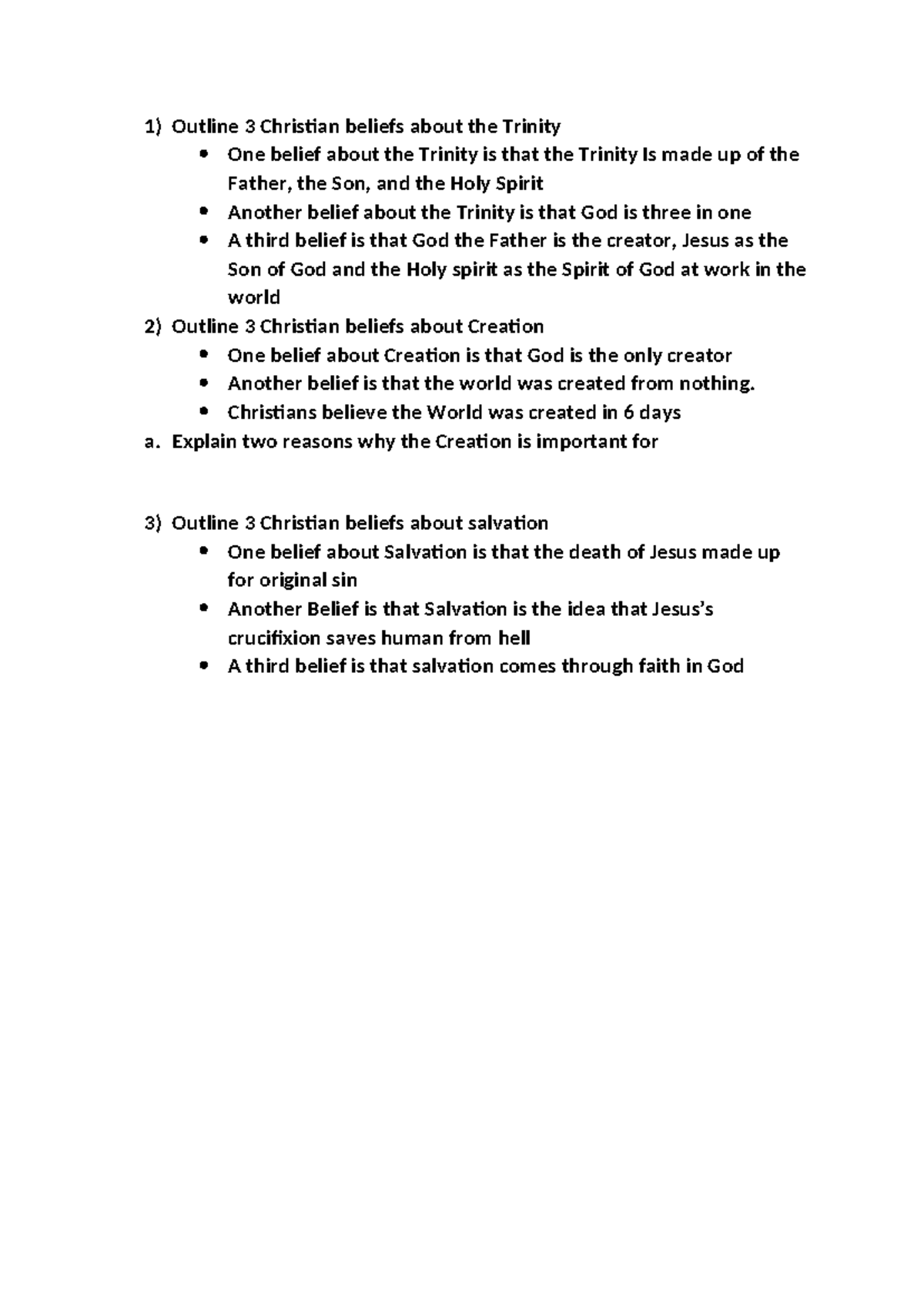 Outline 3 Christian beliefs about the Trinity - Outline 3 Christian ...