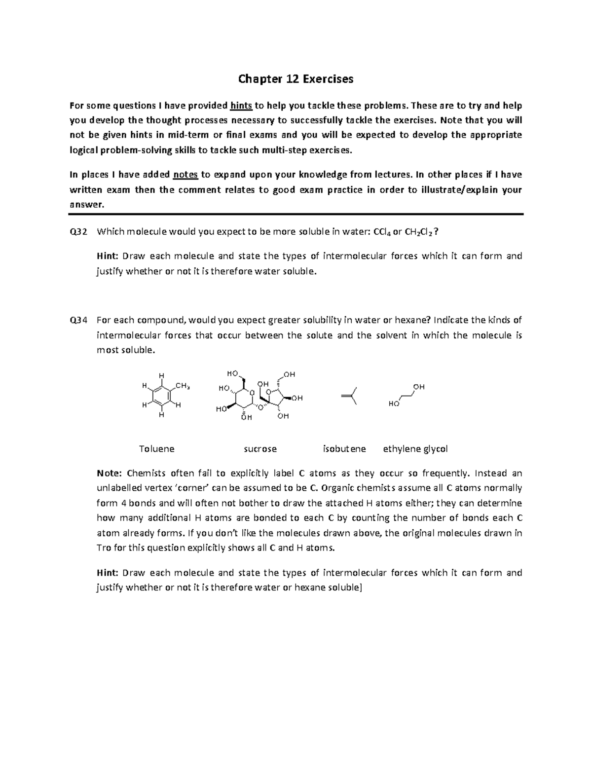 Chapter 12 Exercises - Chapter 12 Exercises For some questions I have ...