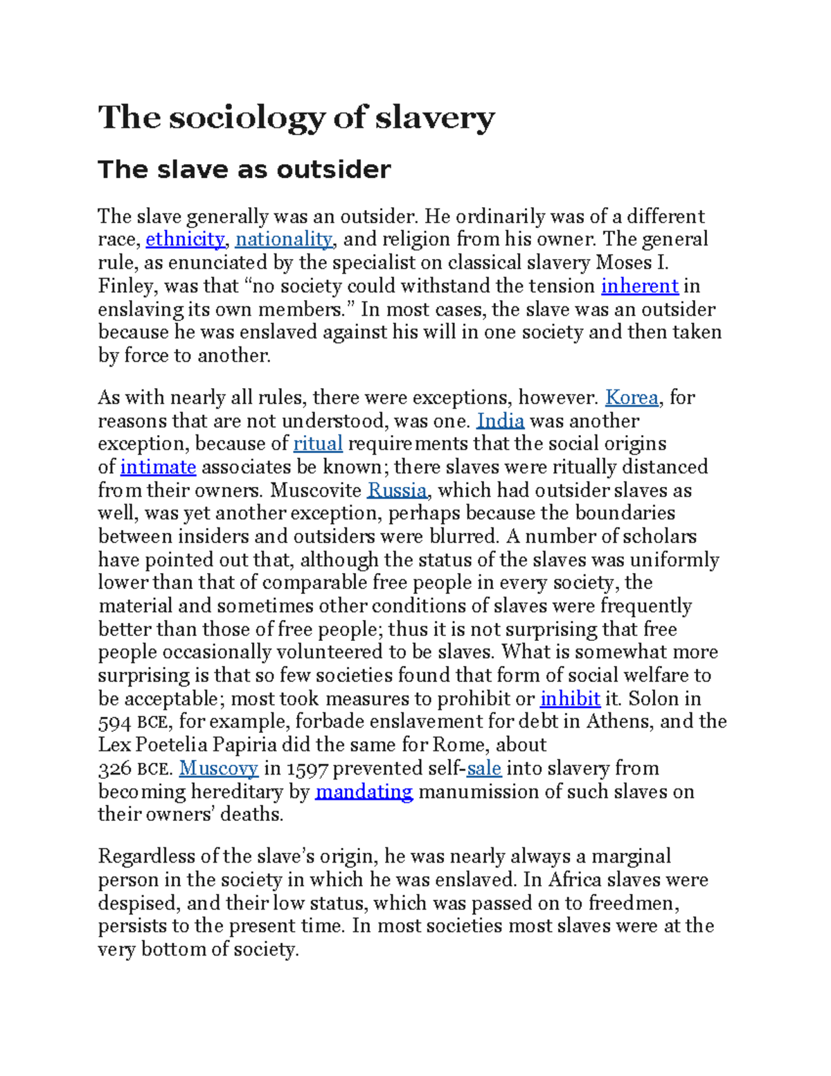 The sociology of slavery- come on man - The sociology of slavery The ...