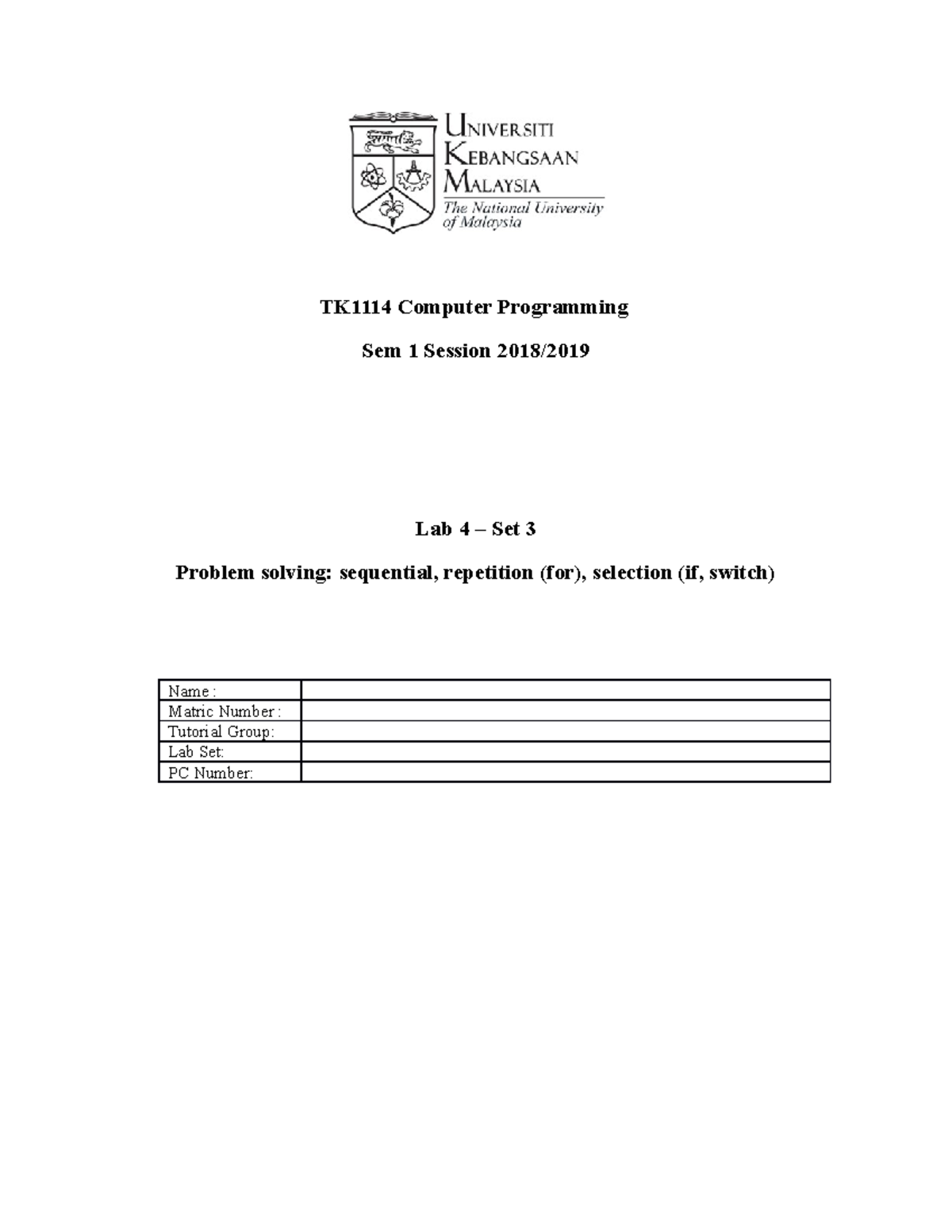 Lab4_set4_Problem solving: sequential, repetition (for), selection (if, switch) - TK1114 ...