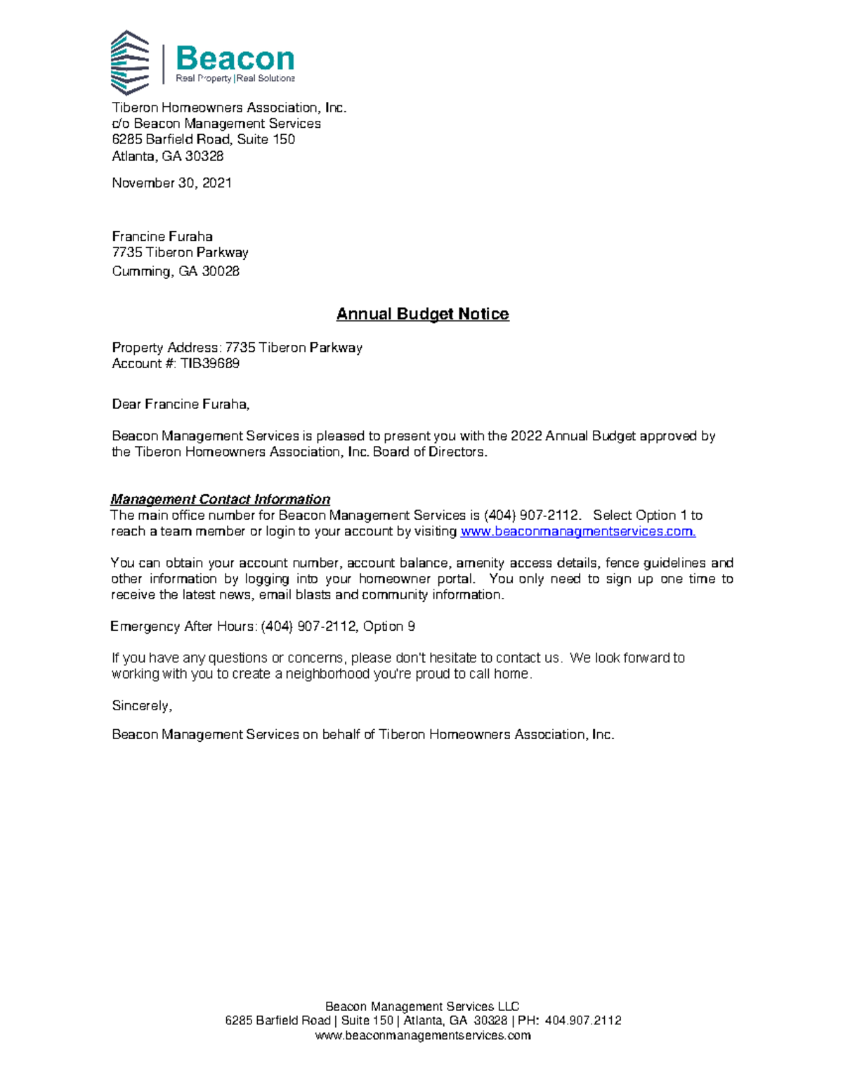 Annual Budget Notice - Helpful Documents - Beacon Management Services ...