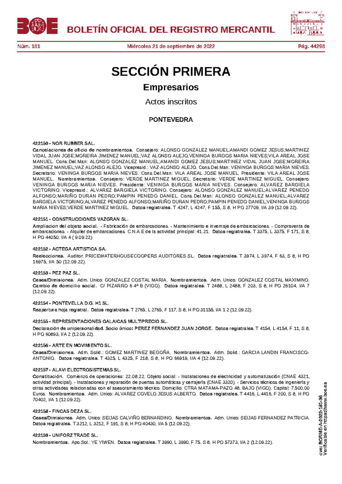 Borme A 2022 181 36 - Xddgg - BOLETÍN OFICIAL DEL REGISTRO MERCANTIL ...