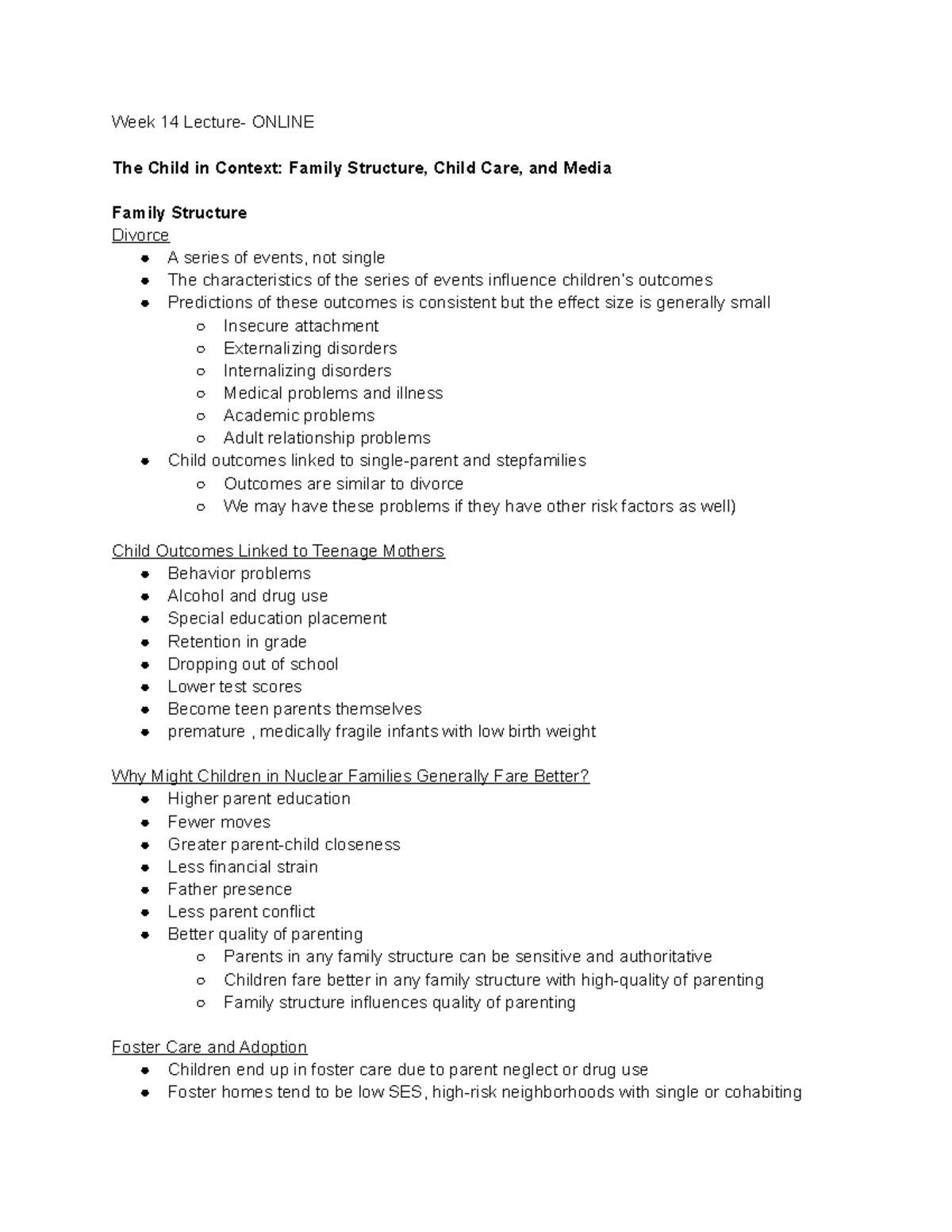 Week 14 Lecture- Online - Week 14 Lecture- ONLINE The Child in Context ...