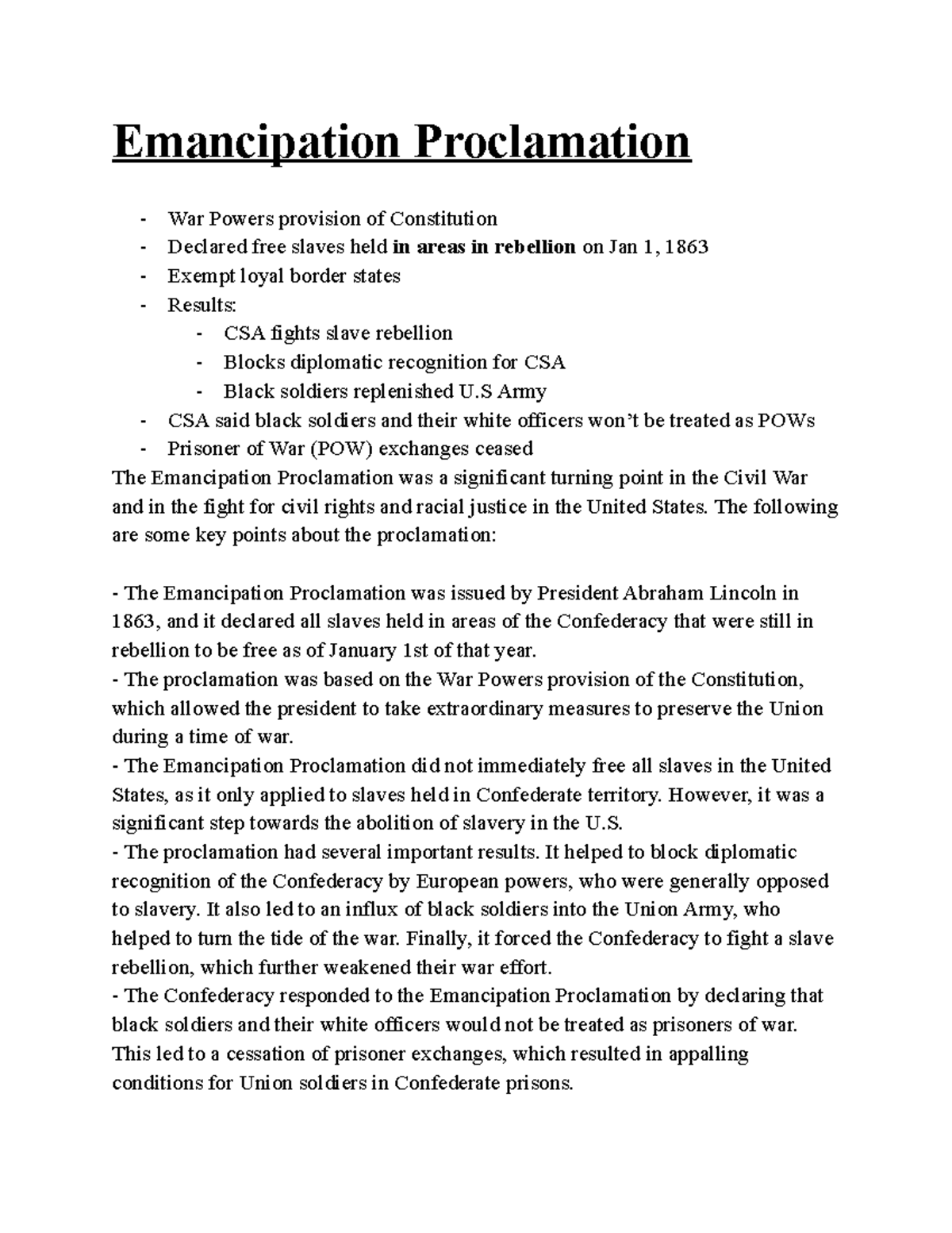 222222 Emancipation Proclamation Significance in the US key questions ...
