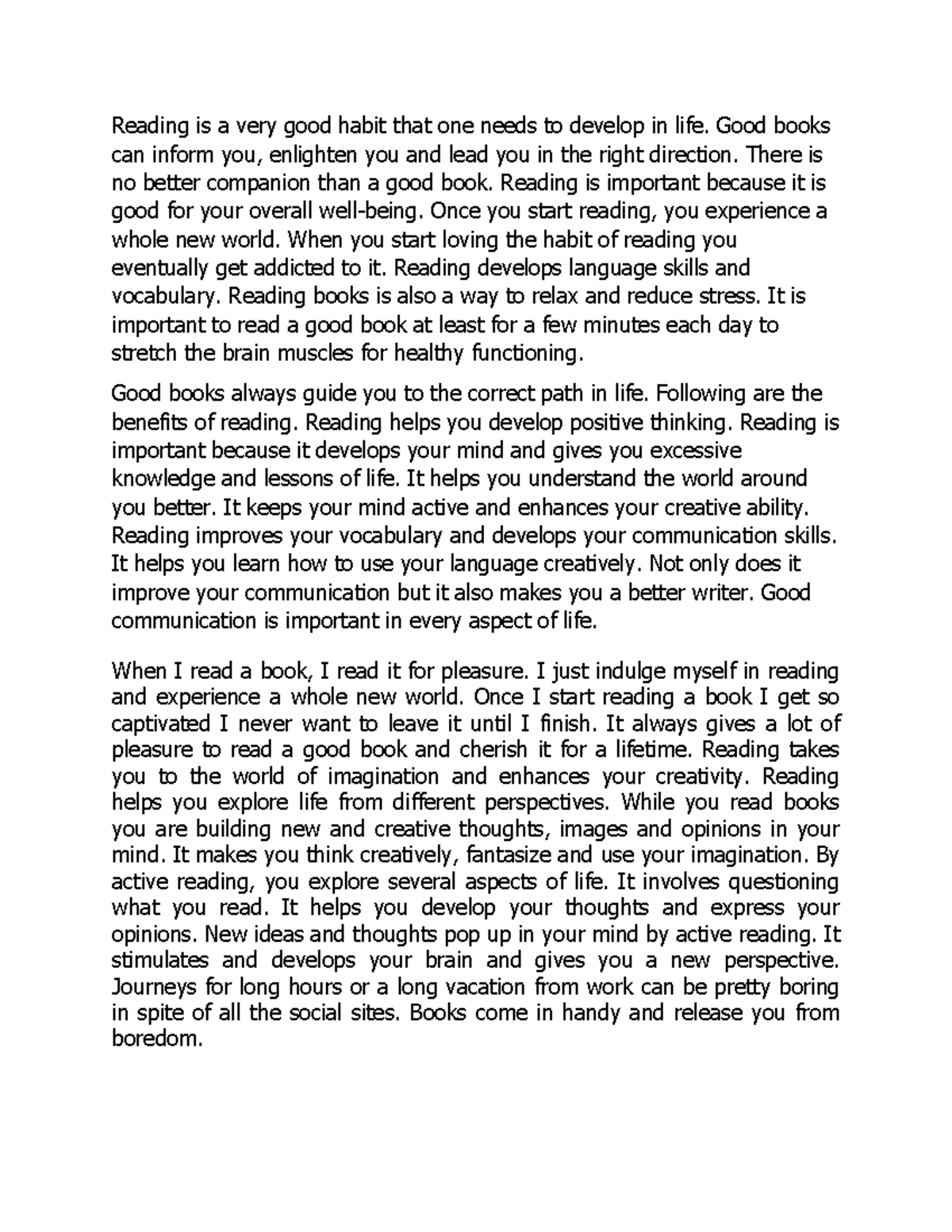 Reading Very Good - goood - Reading is a very good habit that one needs ...