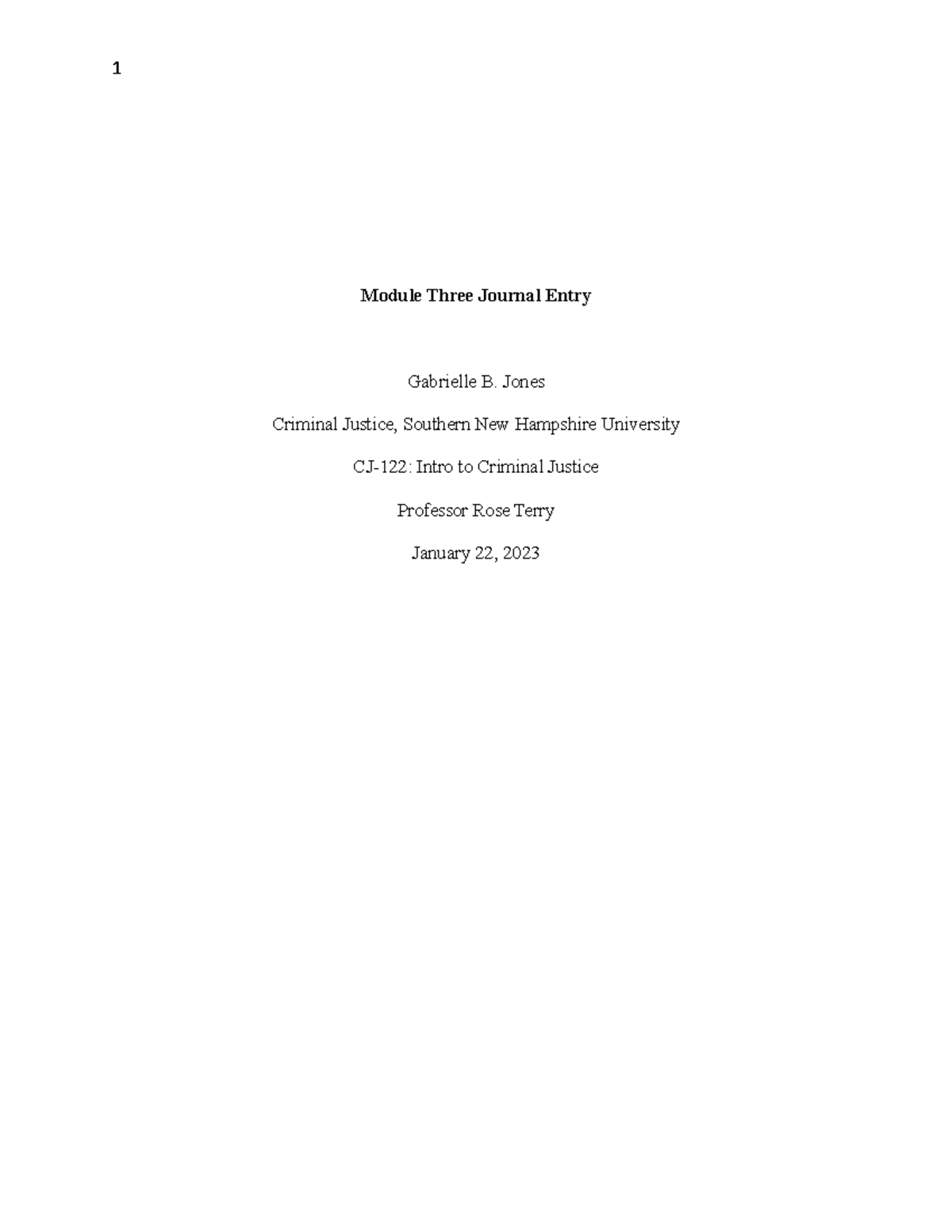 CJ-112 Module 3 Journal - Module Three Journal Entry Gabrielle B. Jones ...