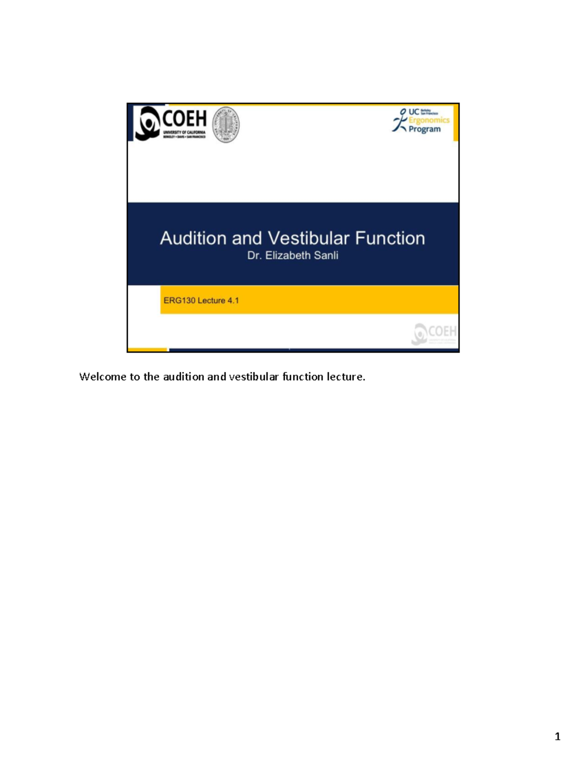Audition and vestibular function - Auditory displays are key components ...