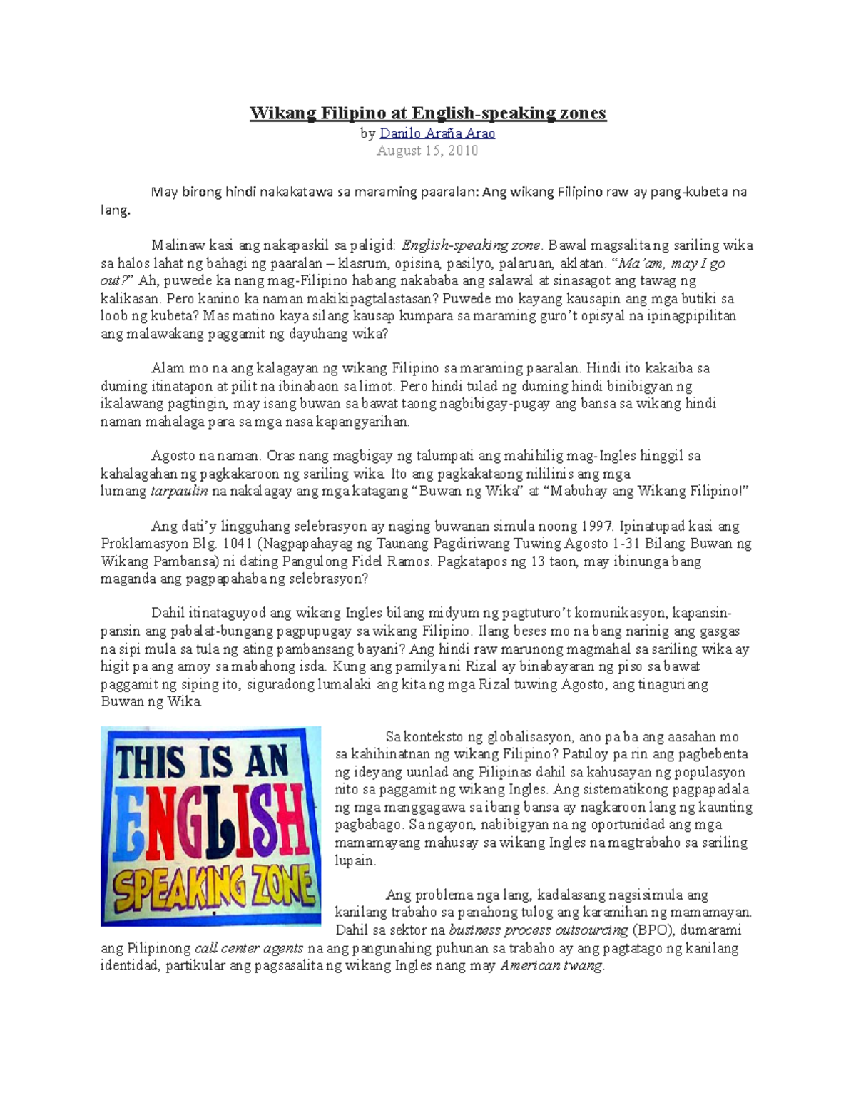 Projectinkp - Proyekto sa Filipino - Wikang Filipino at English ...