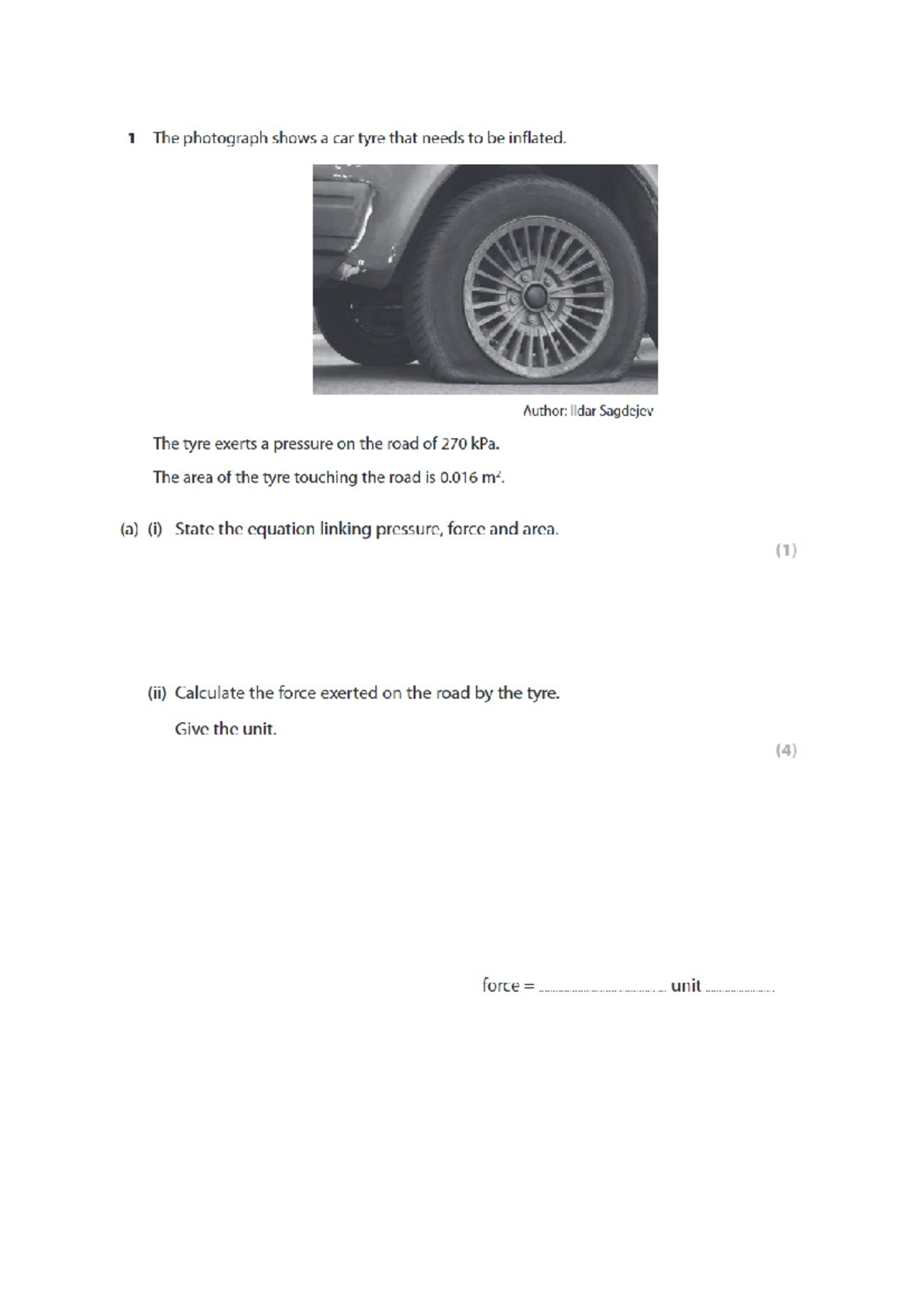 Density Pressure - Assessment /Worksheet - 1 The photograph shows a car ...