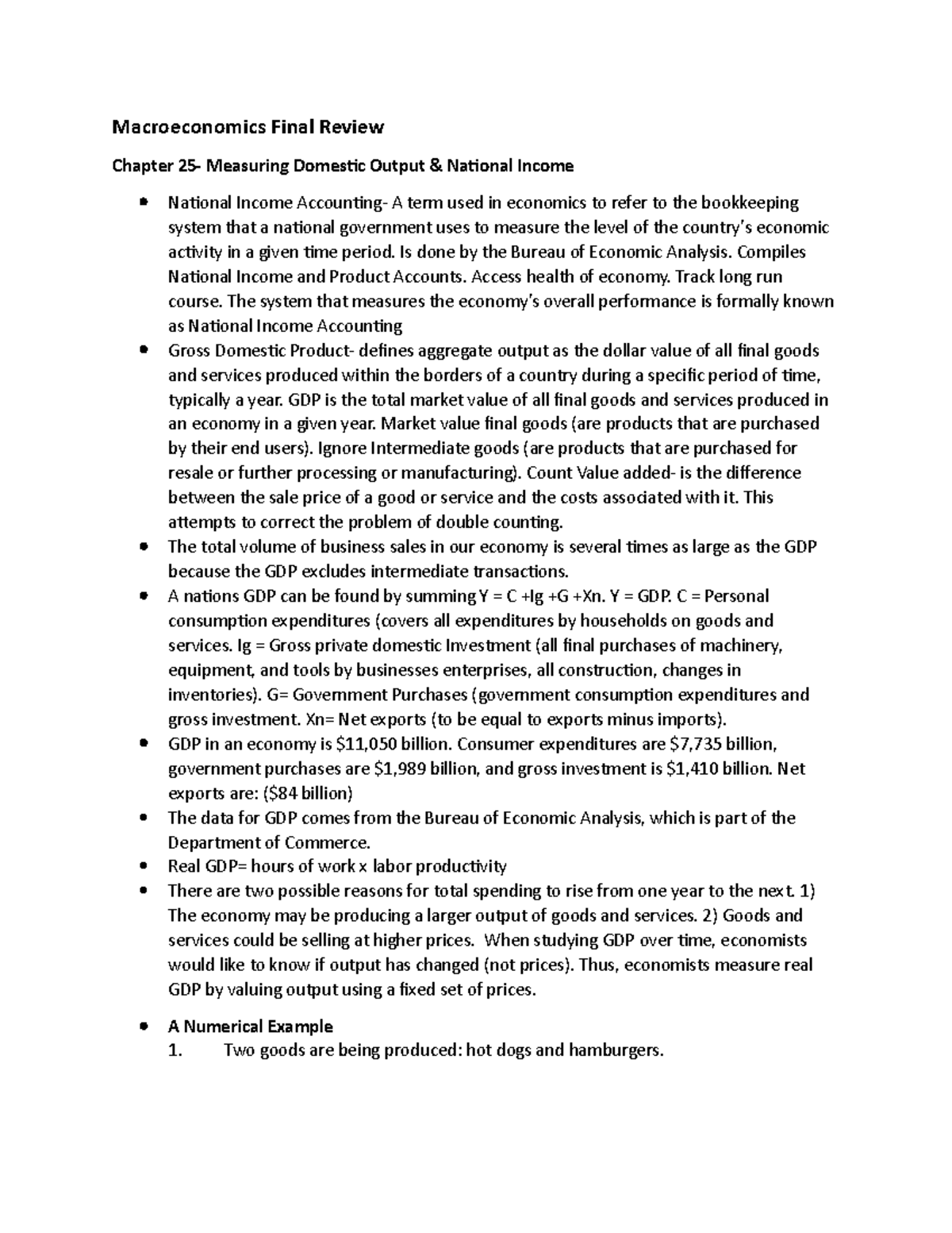 Macroeconomics Final Review - Macroeconomics Final Review Chapter 25 ...