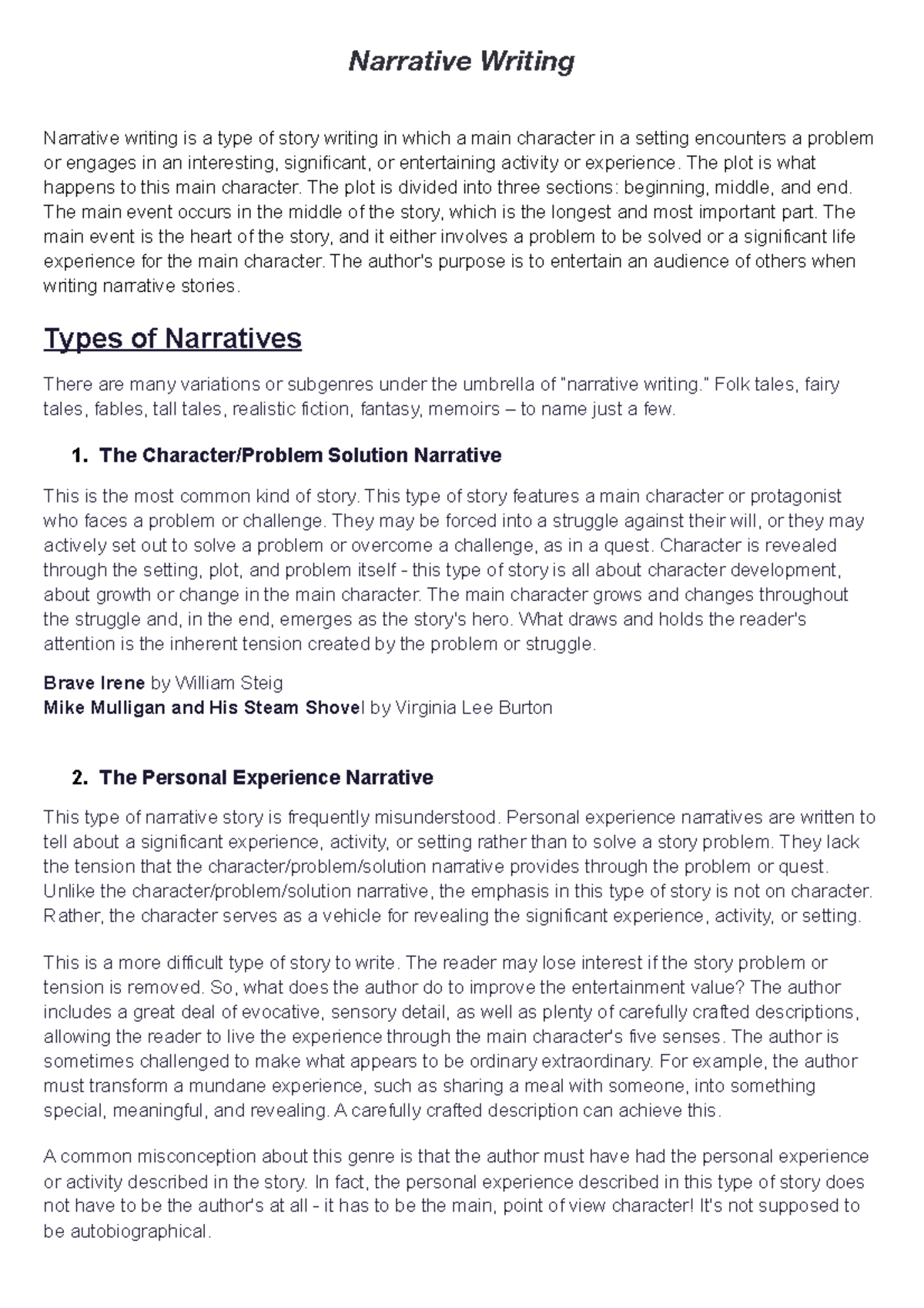 File 1 - Narrative writing - Narrative Writing Narrative writing is a ...