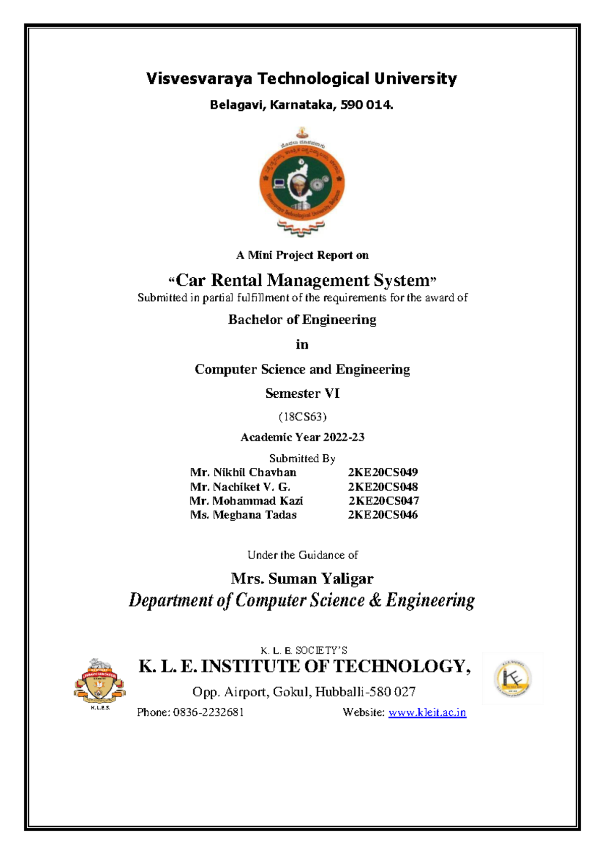 WTA Project Report merged - Visvesvaraya Technological University ...