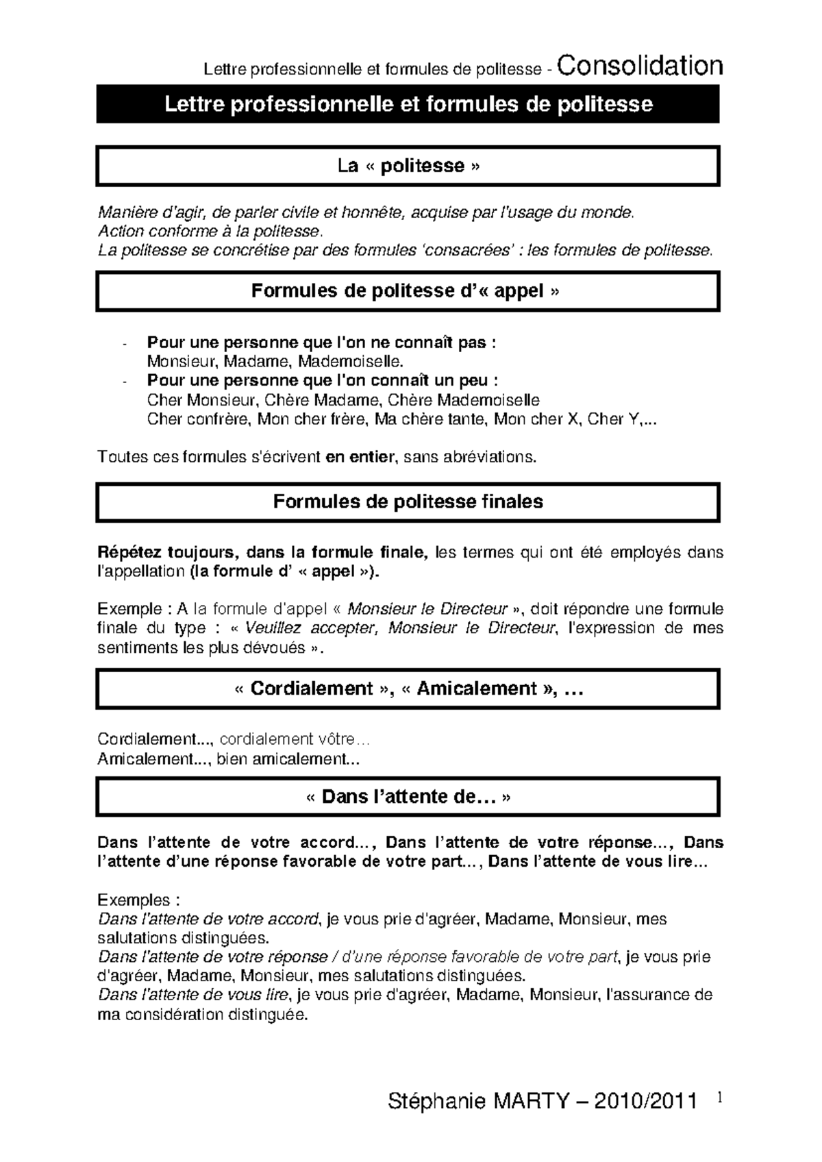 Les formules de politesse - Manière d'agir, de parler civile et honnête ...
