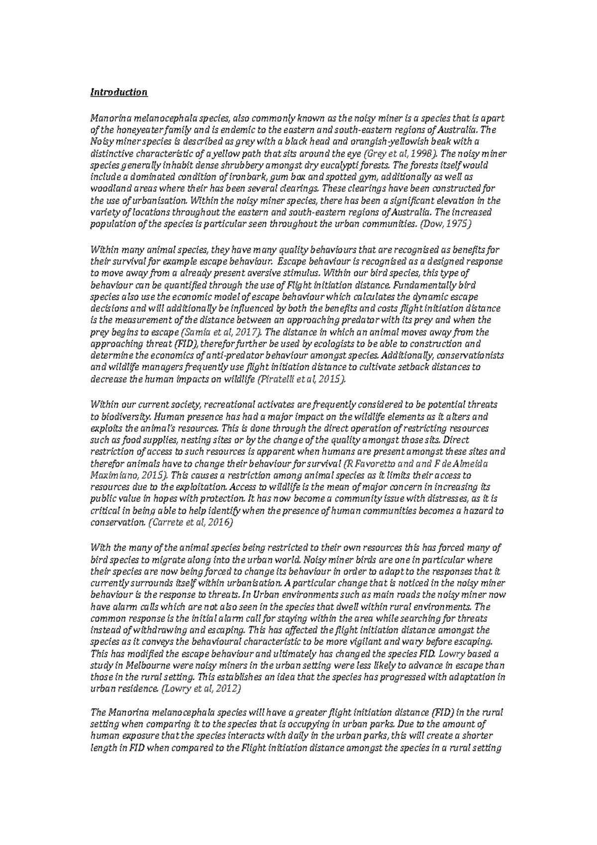 Animal behaviour report - 091363 - Studocu