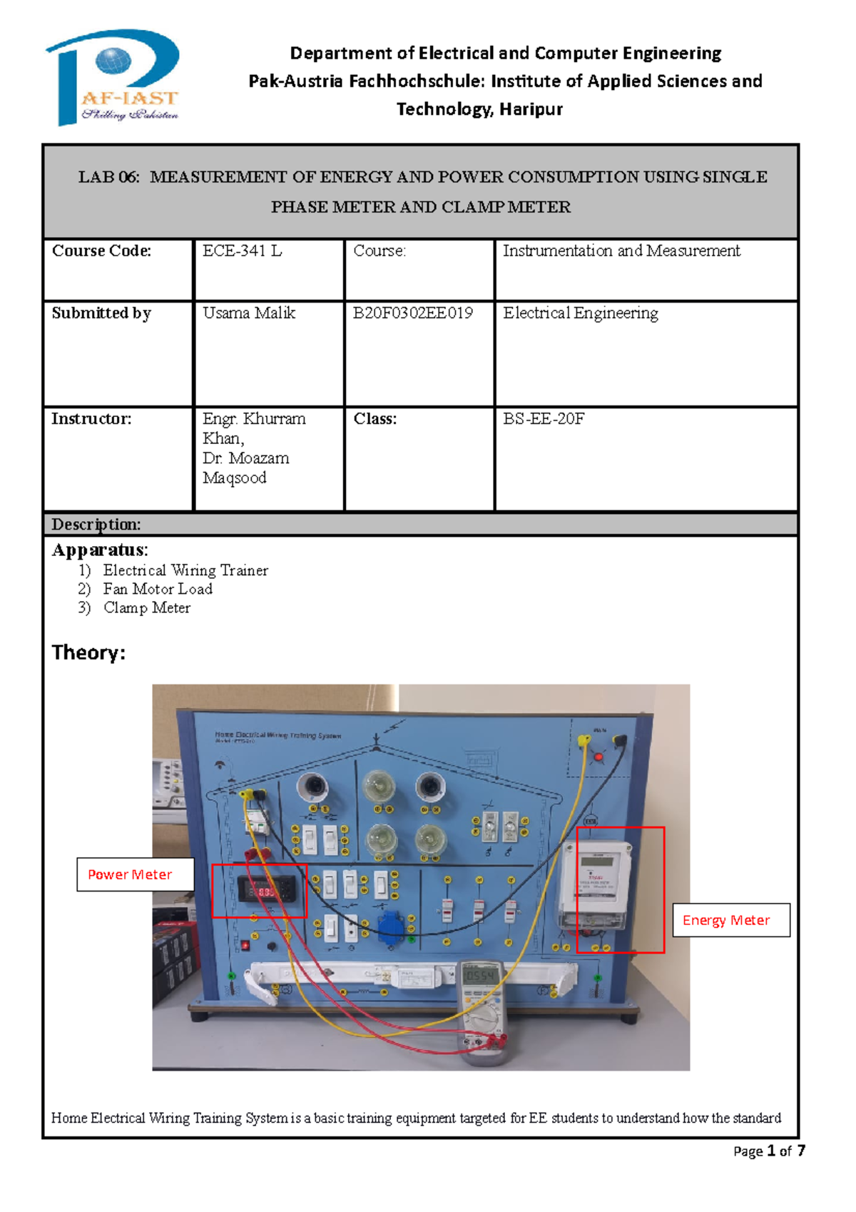Lab Manual 06 Usama Malik - Pak-Austria Fachhochschule: Institute of ...
