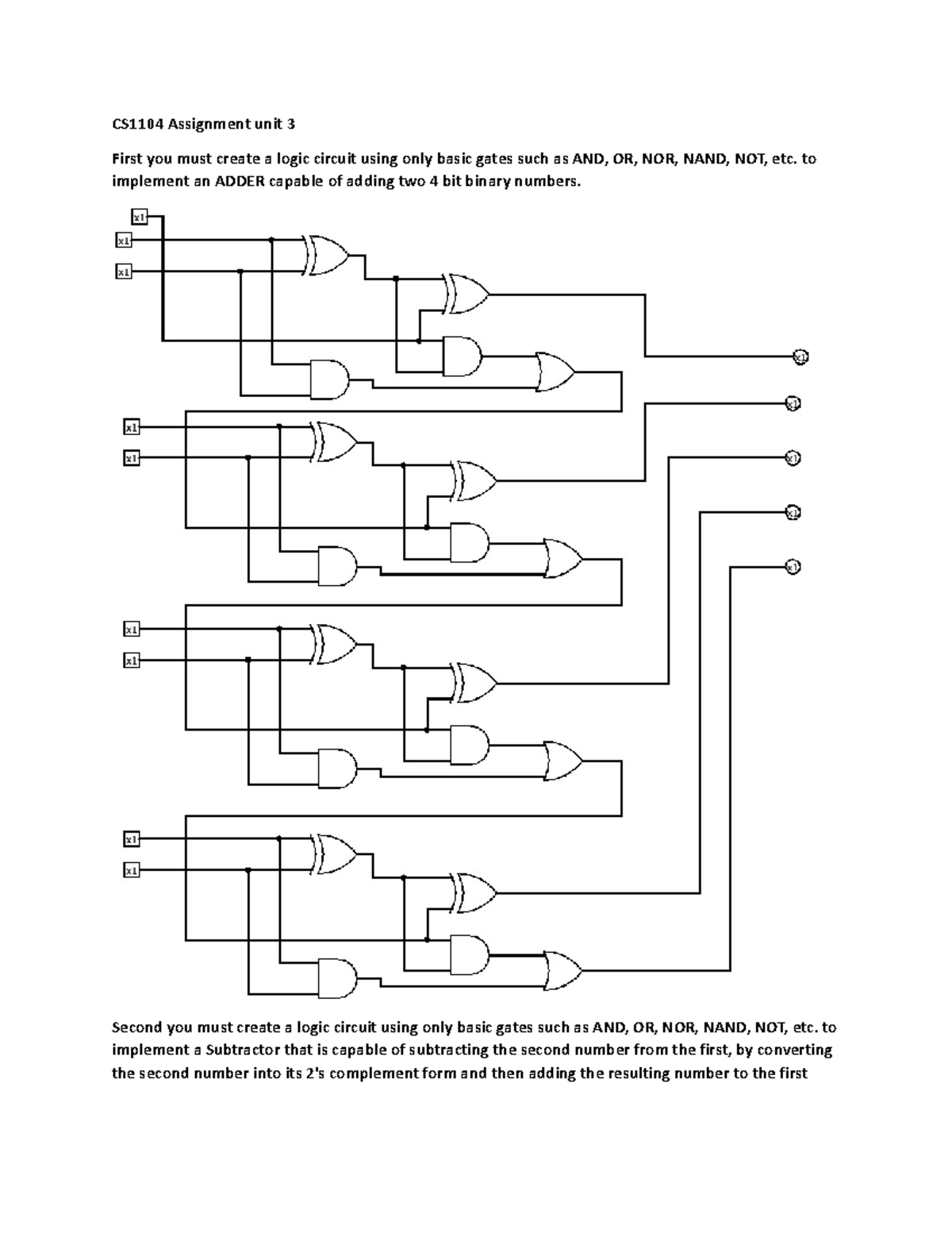 cs1104-assignment-unit-3-to-implement-an-adder-capable-of-adding-two