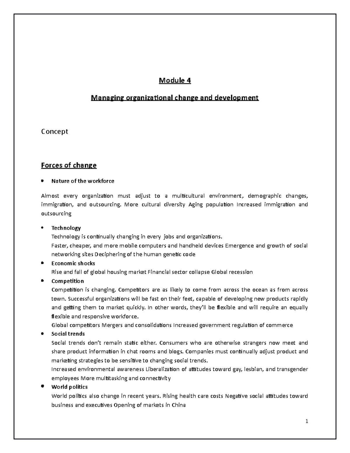 Organisational change - More cultural diversity Aging population ...