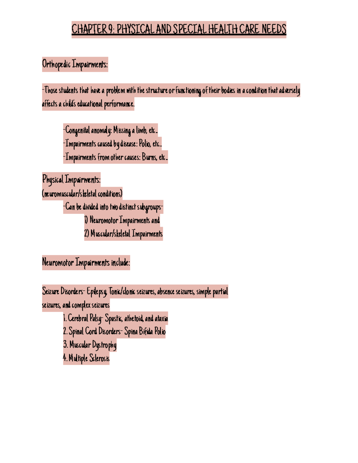 Chapter 9 Physical AND Special Health CARE Needs - Orthopedic ...