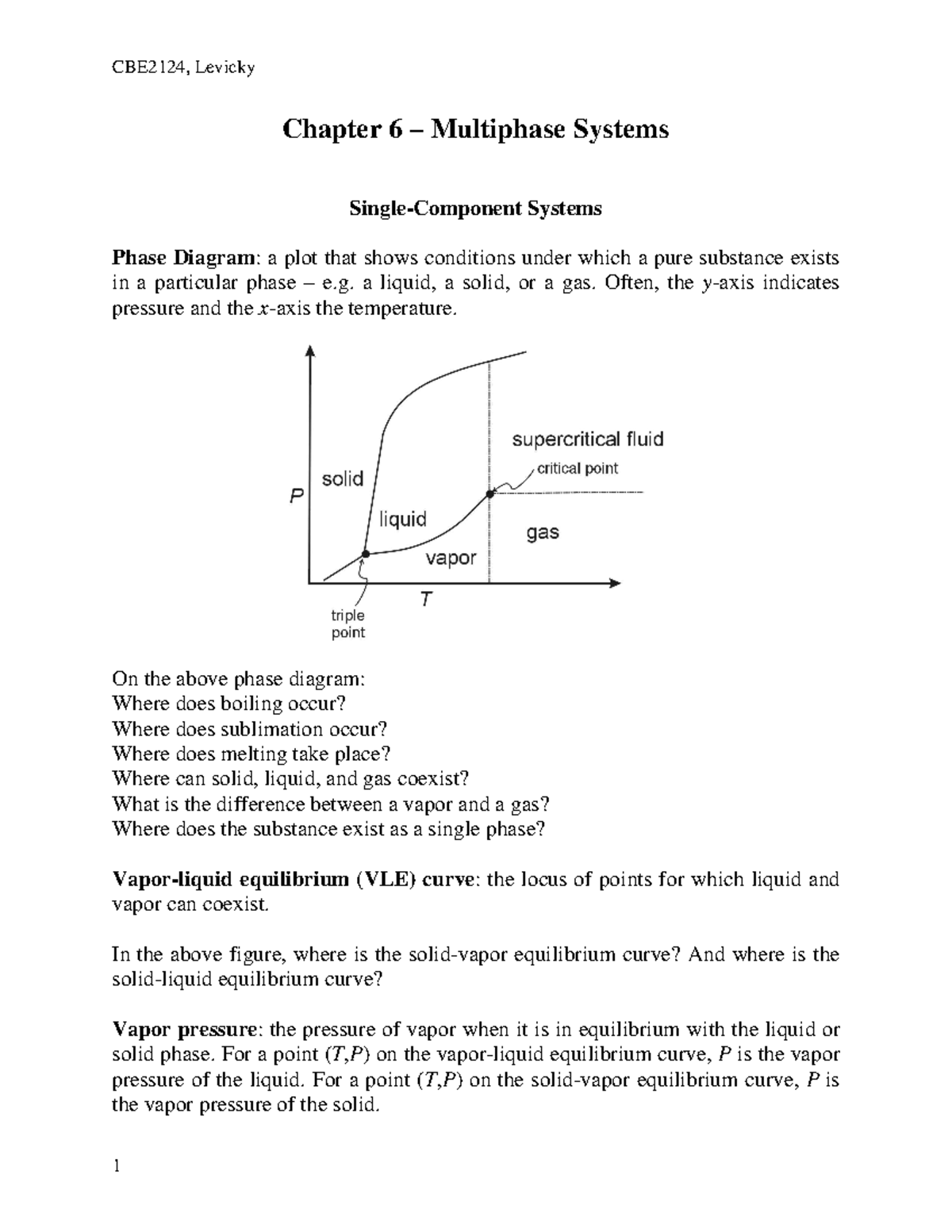 Handout 5 - lectures notes - Chapter 6 – Multiphase Systems Single ...