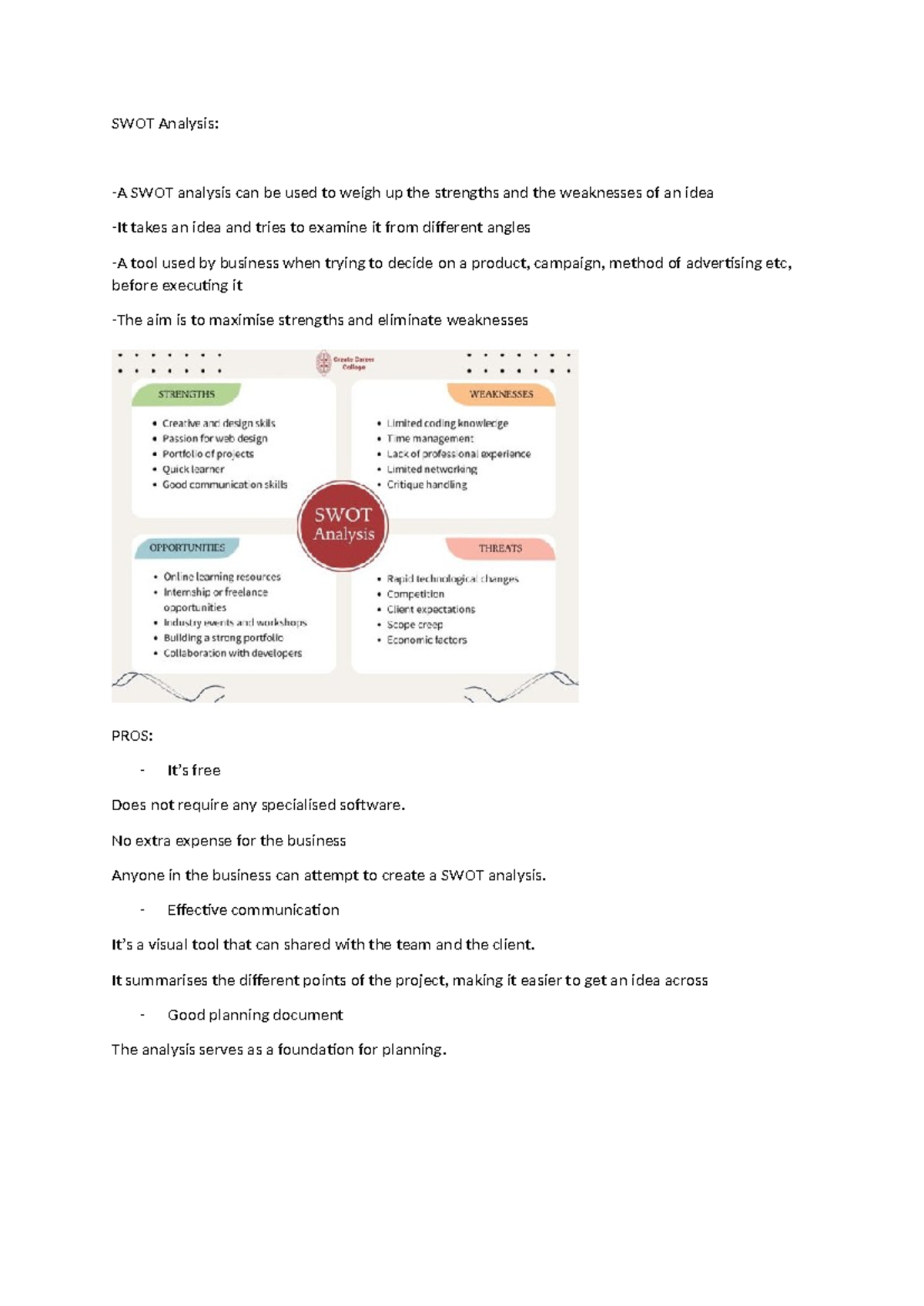 SWOT Analysis - swot - SWOT Analysis: -A SWOT analysis can be used to ...