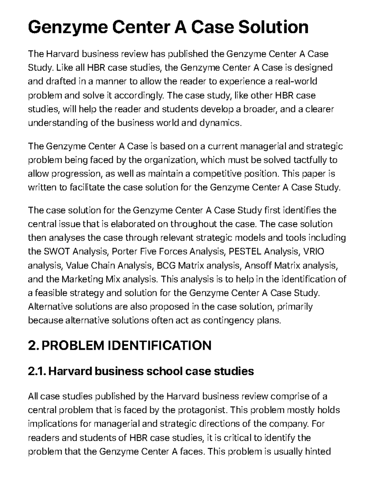 Genzyme Center A Case Solution - Like all HBR case studies, the Genzyme ...