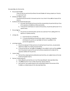 Characteristics of a Partnershi 1 - Characteristics of a Partnership ...
