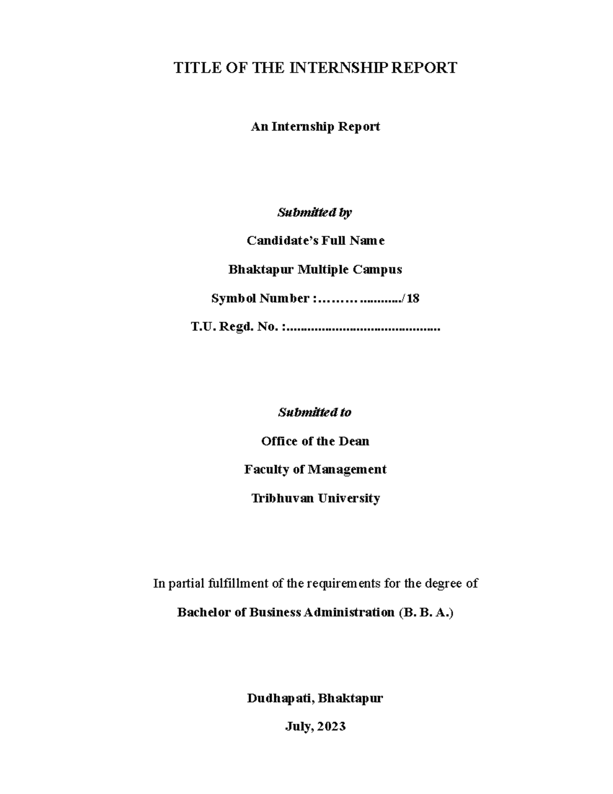 Latest format for students abt internship 2080 Batch 2018 new new ...