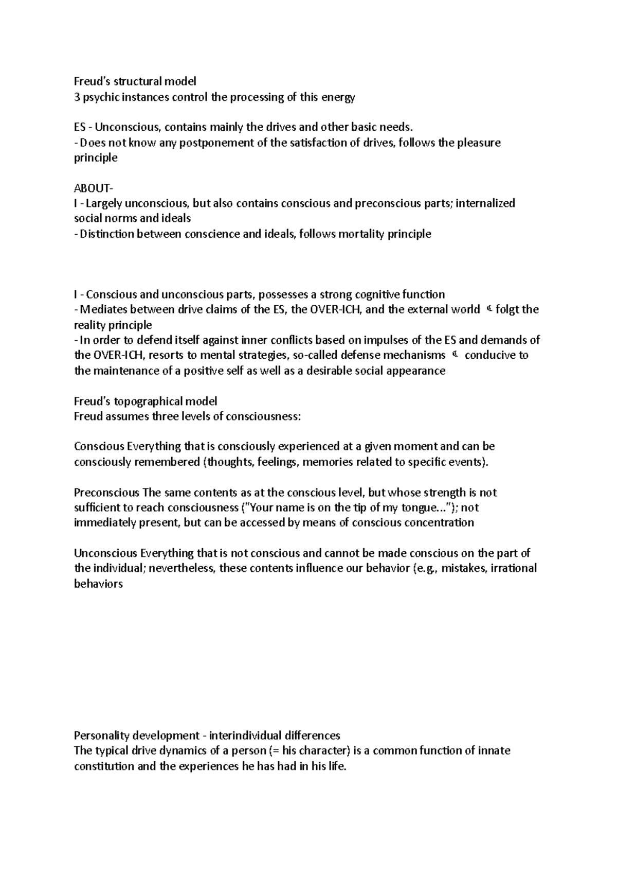 Freud - Social Psychology - Freud's structural model 3 psychic ...