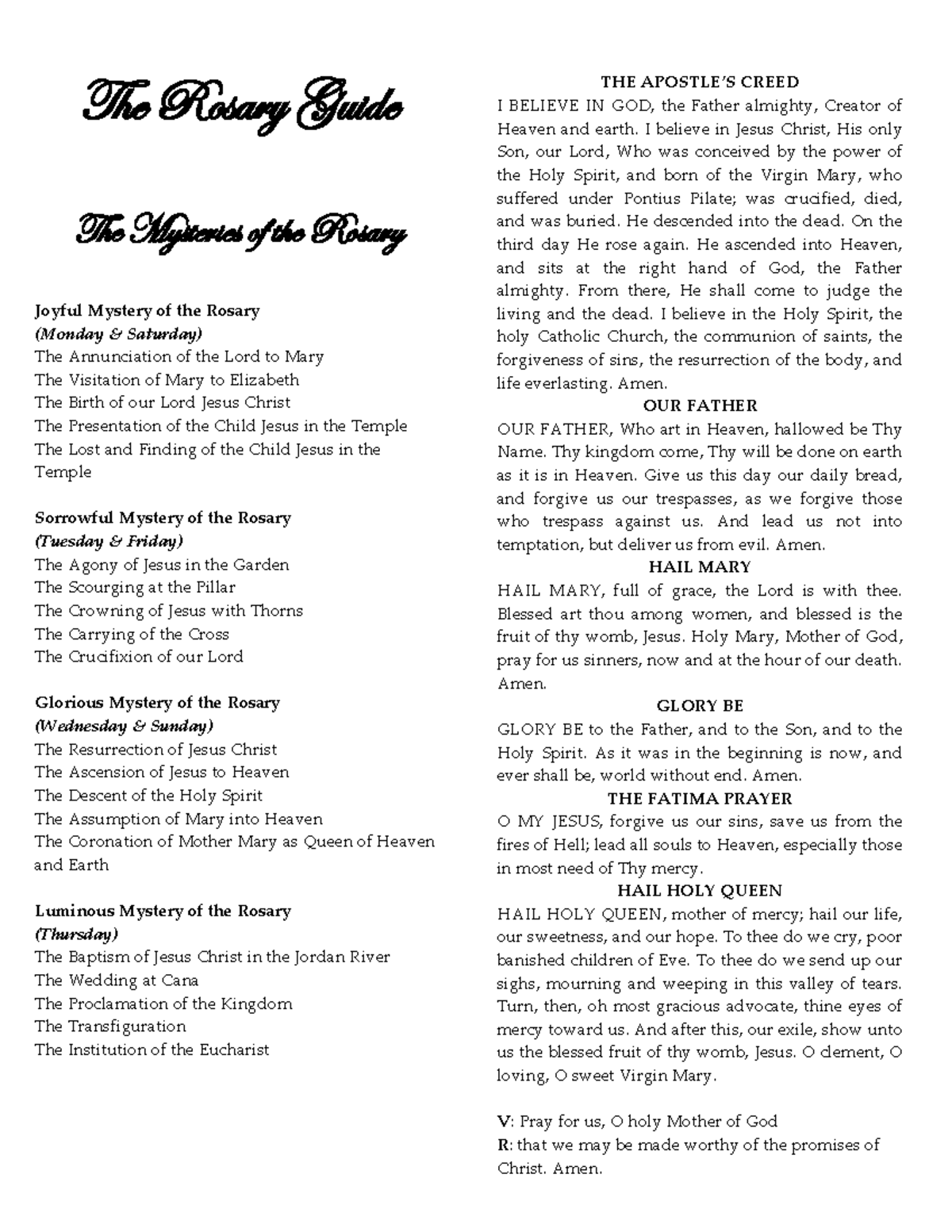 Rosary-Guide - ...... - The Rosary Guide The Mysteries of the Rosary ...