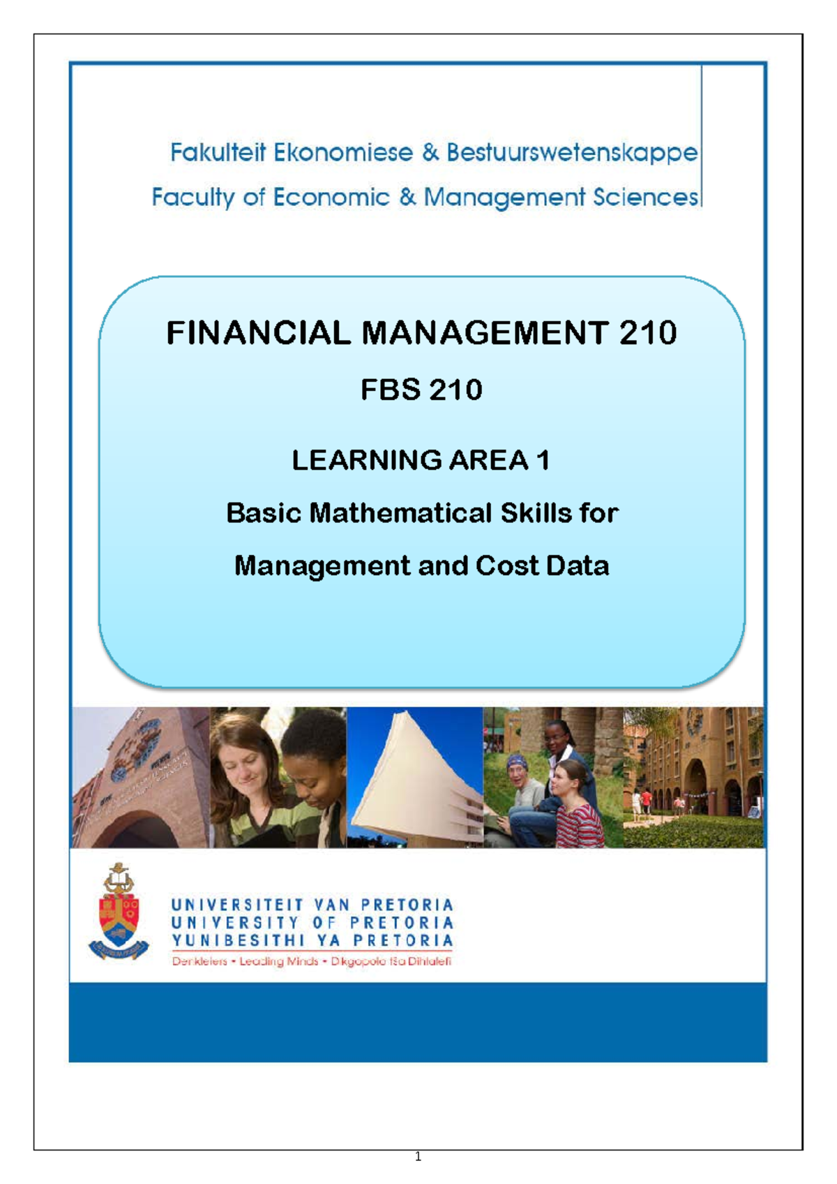Fbs1 - Summary Financial management - FINANCIAL MANAGEMENT 210 FBS 210 ...