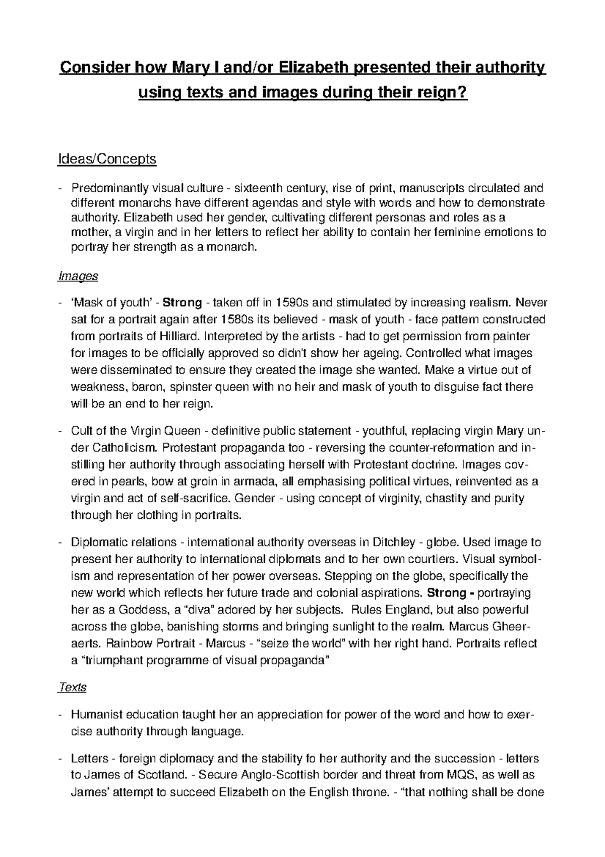 Representing Authority - Tudor Texts and Images Essay Plan - Consider ...