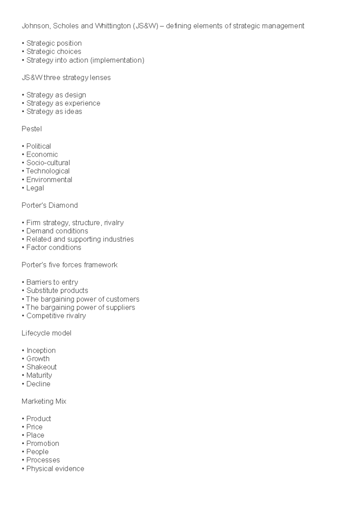 SBL Models Summary - Johnson, Scholes and Whittington (JS&W) – defining ...