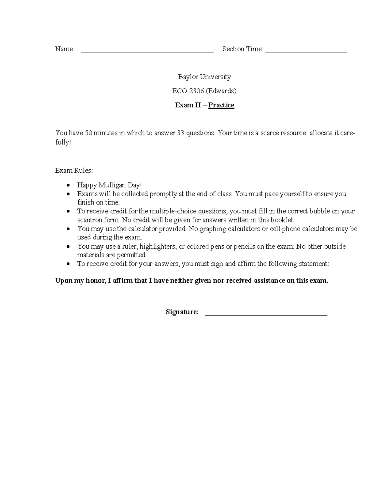 ECO+2306+Practice+Exam+2 - Name ...