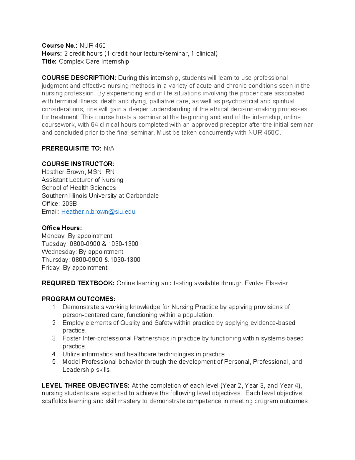 NUR 450 Syllabus Sp 24 - Summary Pcm: Const Project Mgmt - Course No ...
