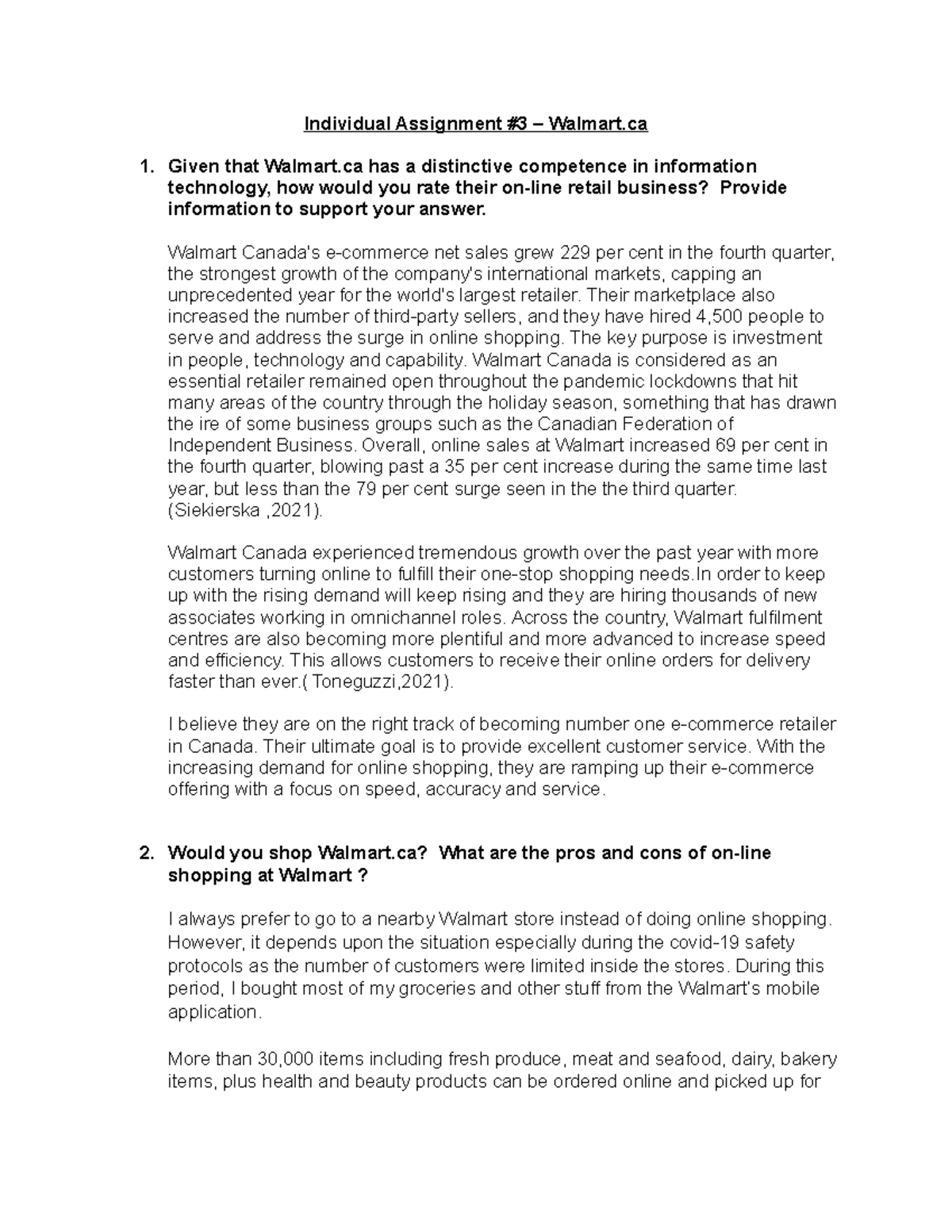 Walmart Assignment - competitive advantage - Individual Assignment #3 ...