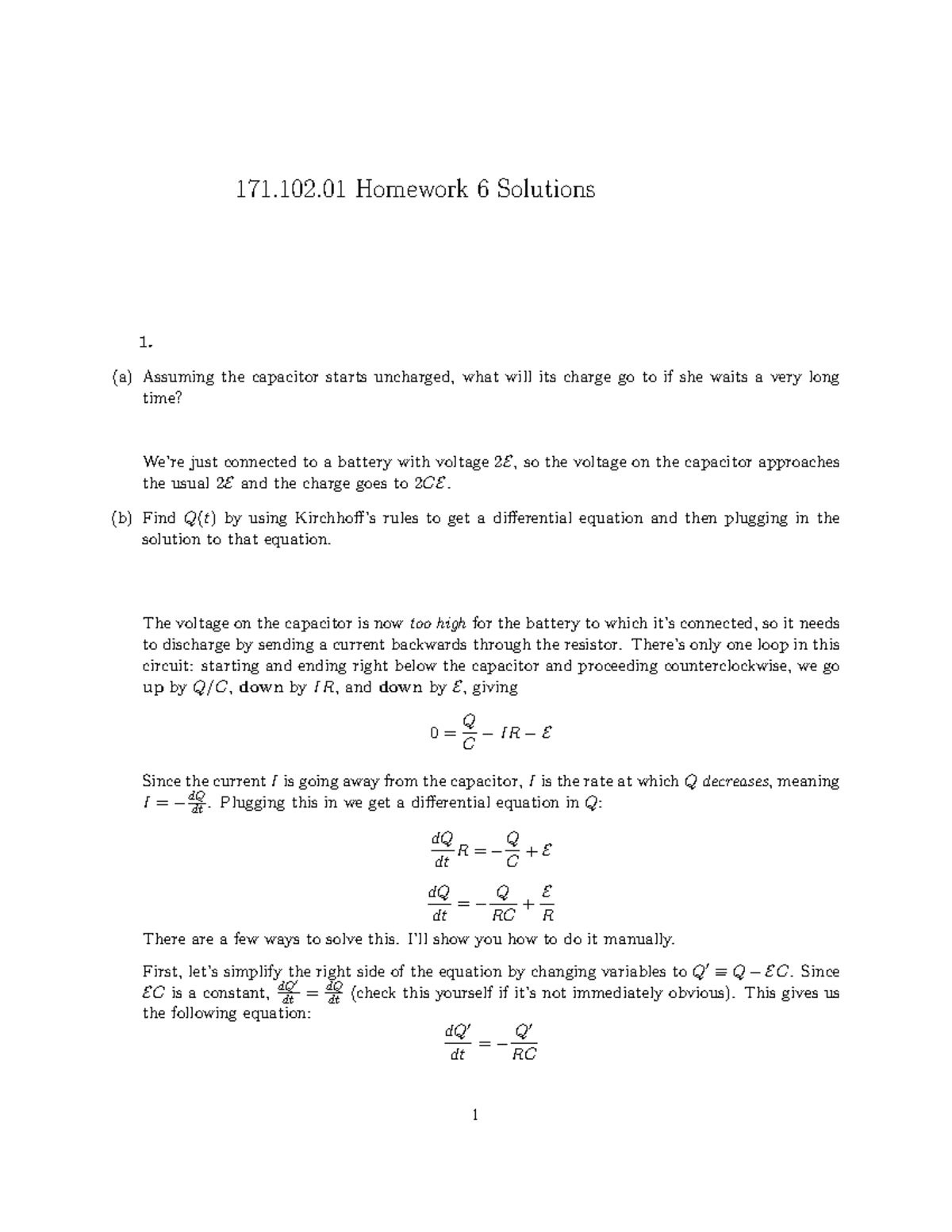 HW6 solutions - 171.102 Homework 6 Solutions - Fall 2018 October 15 ...