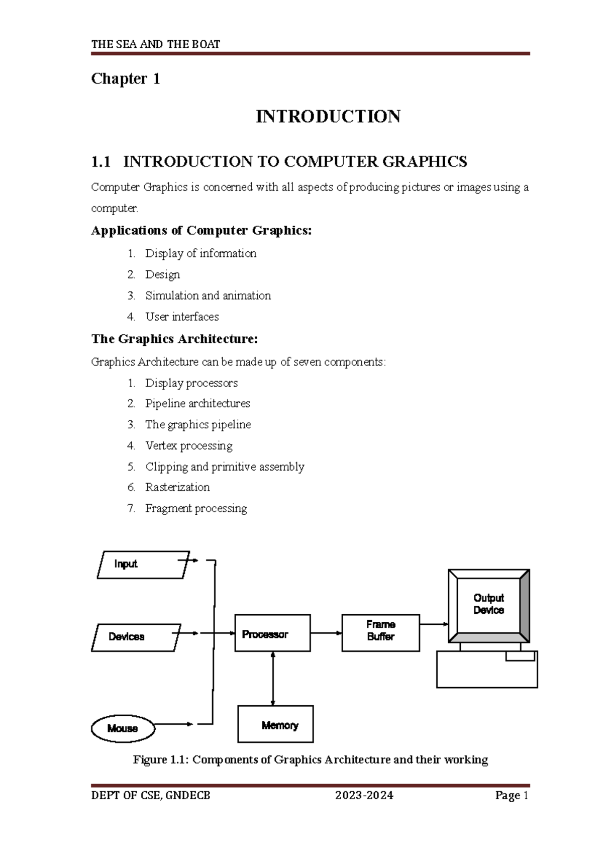 CG Report - Chapter 1 INTRODUCTION 1 INTRODUCTION TO COMPUTER GRAPHICS ...