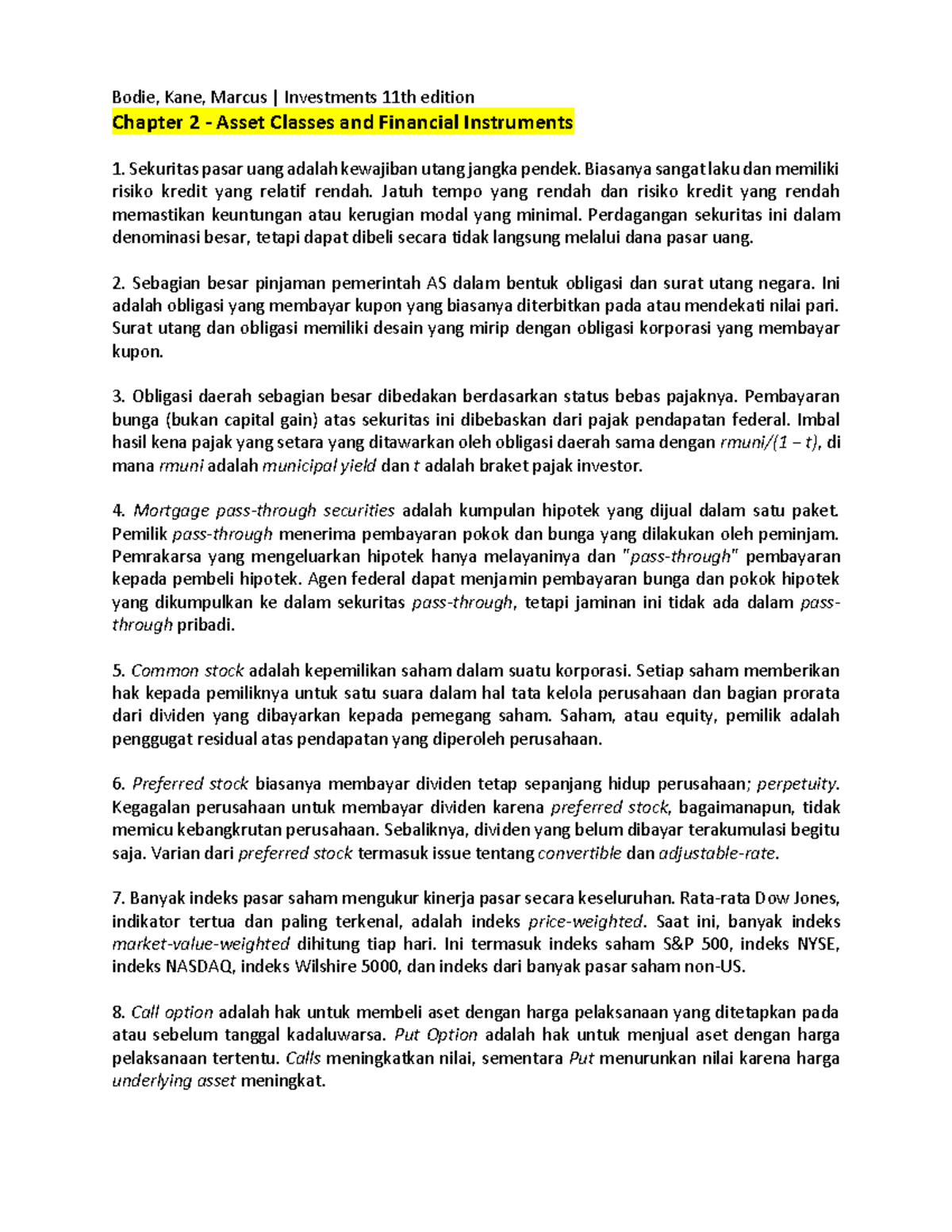 Chapter 2 BKM 11edition - Bodie, Kane, Marcus | Investments 11th edition Chapter 2 - Asset ...
