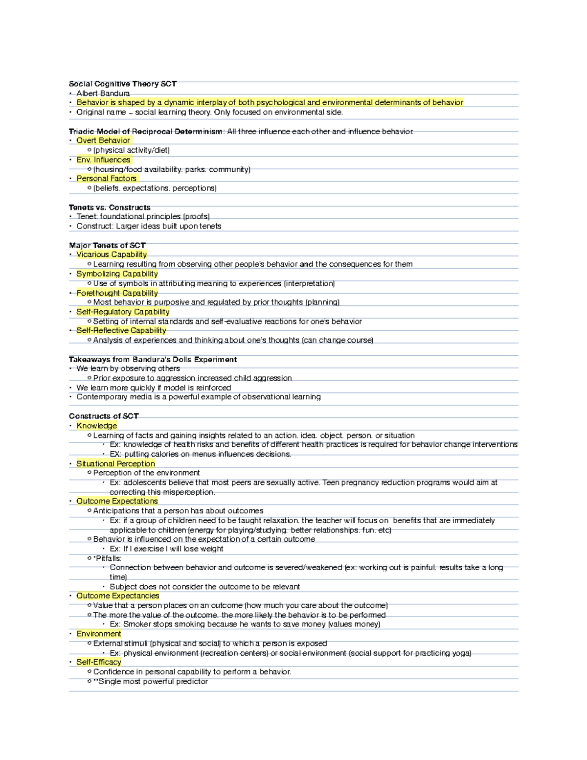 2 - Social Cognitive Theory (SCT) - Social Cognitive Theory SCT Albert ...