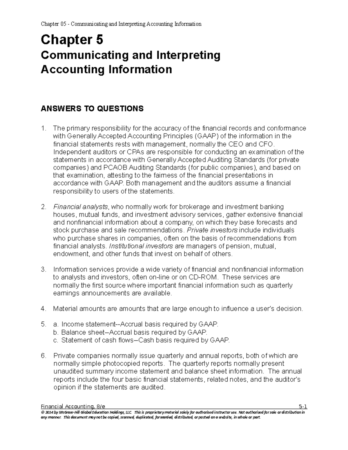 Chapter 5 Solutions-excluding homework - Chapter 5 Communicating and ...