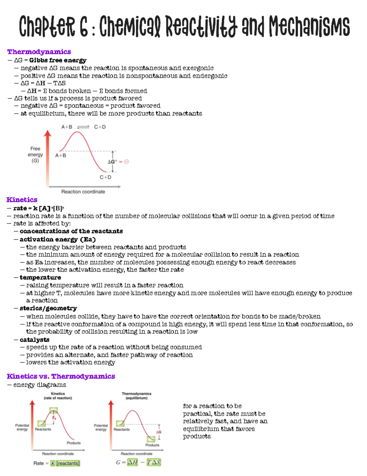 CHEM 2410 Chapter 6 Notes - Thermodynamics — ΔG = Gibbs free energy ...