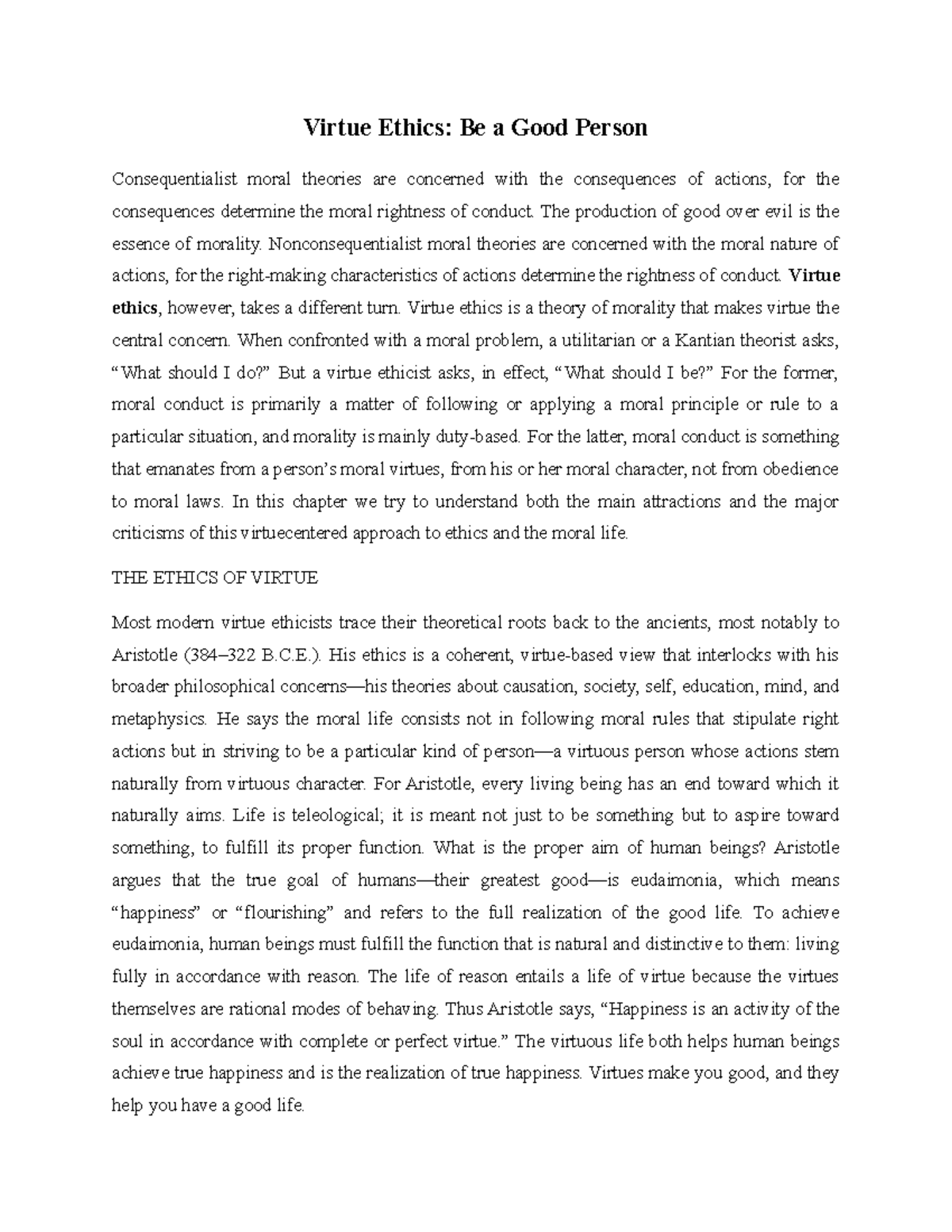 Virtue Ethics-Be a Good Person - Virtue Ethics: Be a Good Person ...