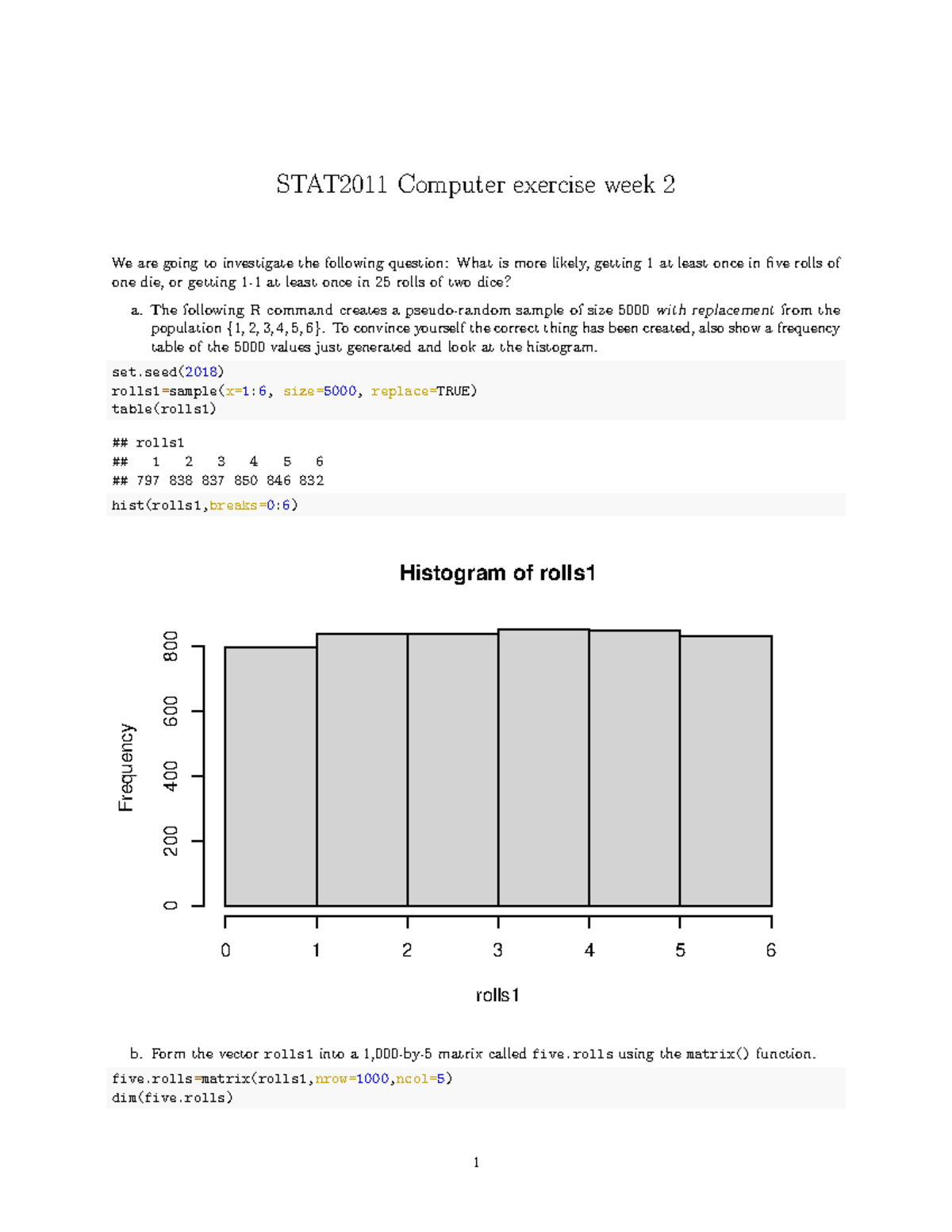Comp02sol - 1good to use - STAT2011 Computer exercise week 2 We are ...