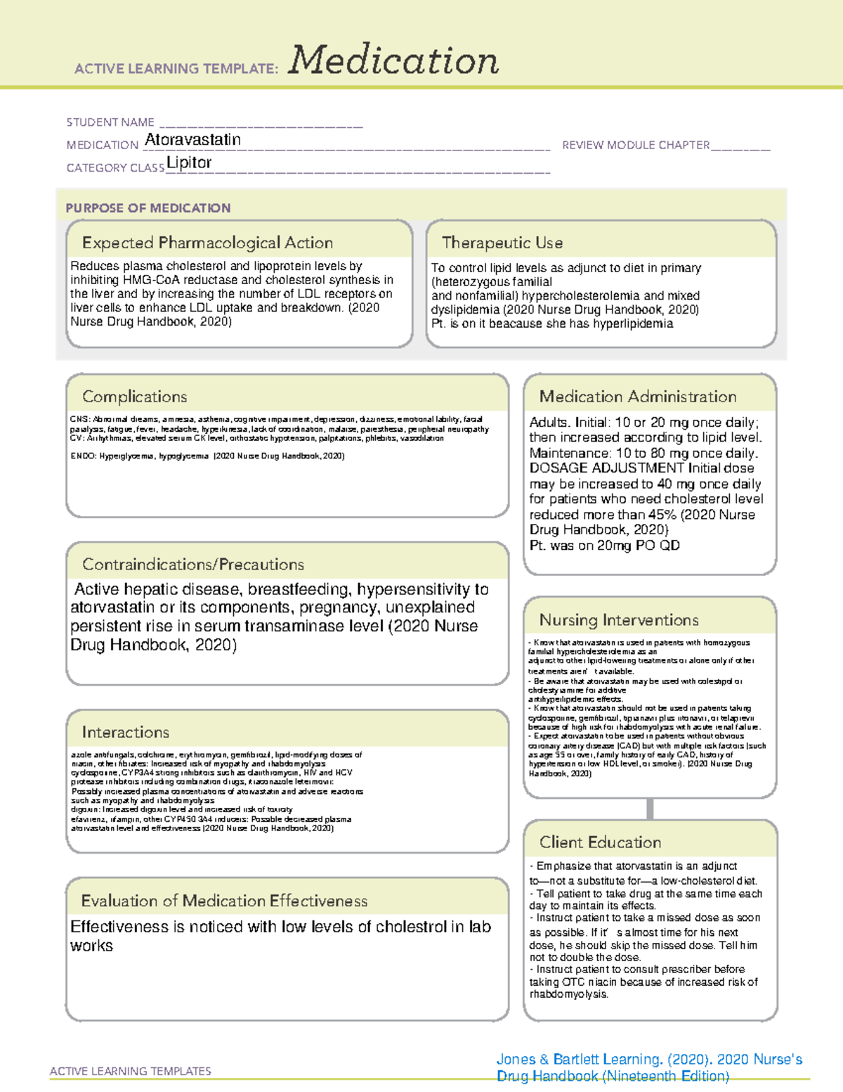 Med Atoravastatin - Medication template - ACTIVE LEARNING TEMPLATES ...
