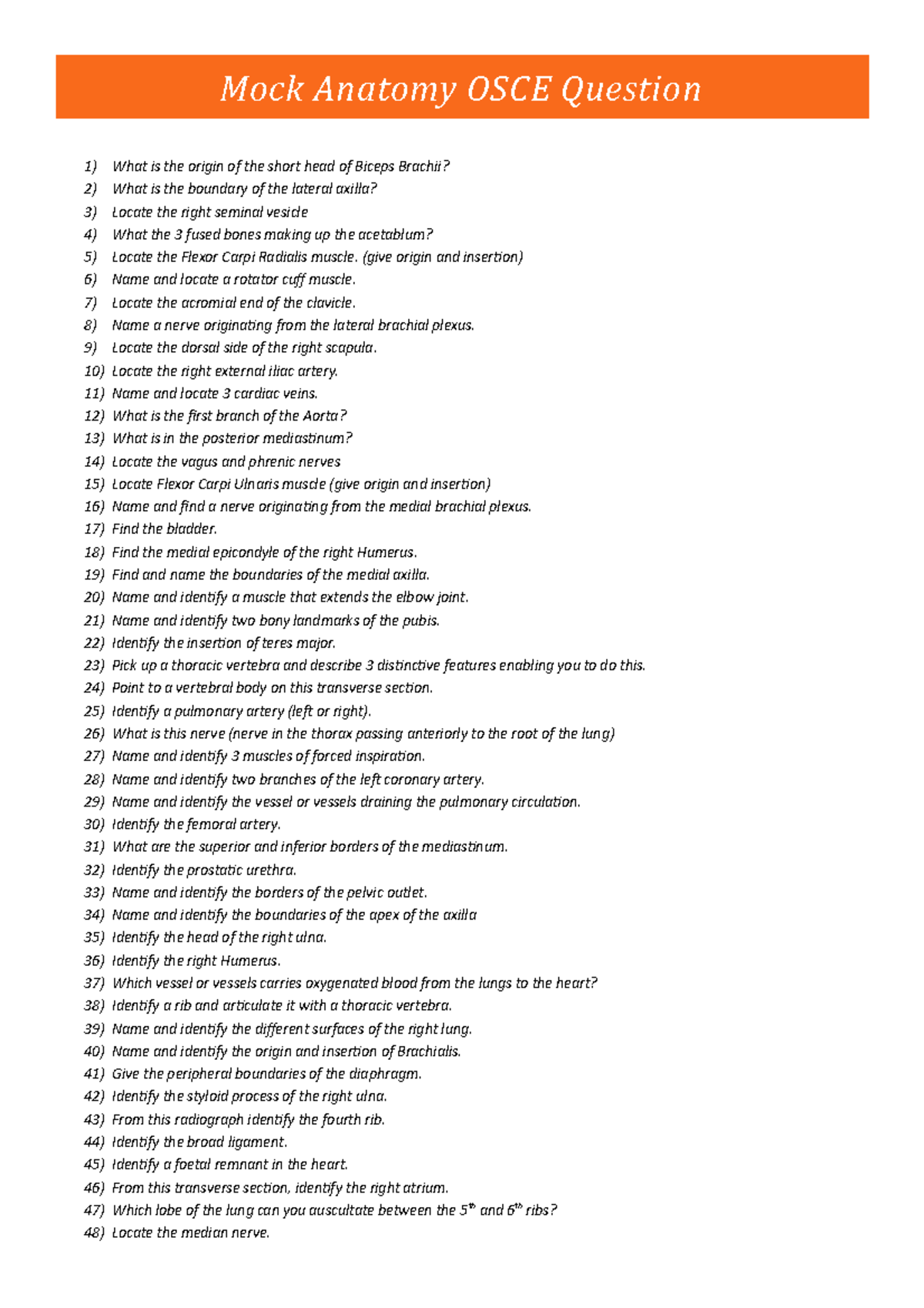 Mock Anatomy OSCE Questions - Mock Anatomy OSCE Question What is the ...