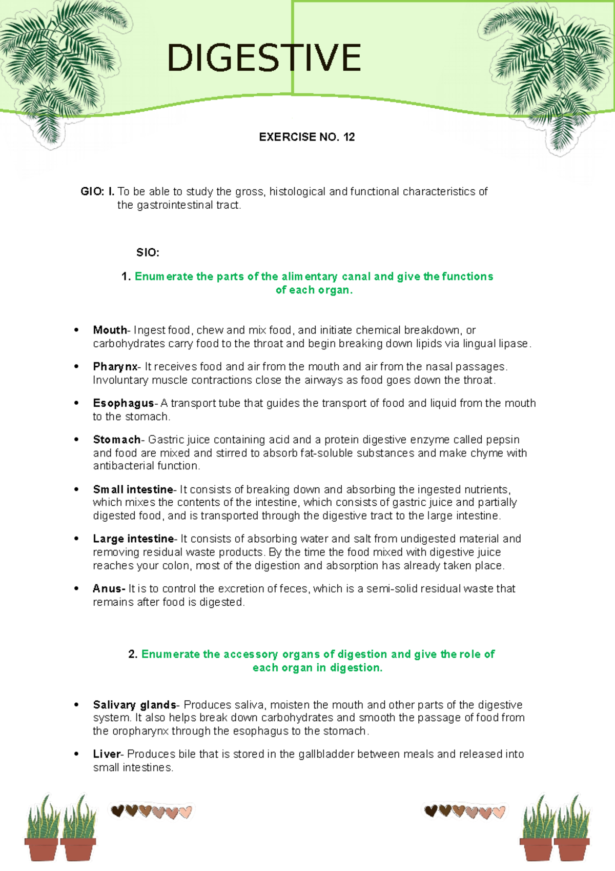 Anatomy and Physiology Laboratory Exercise 12 - EXERCISE NO. 12 GIO: I ...