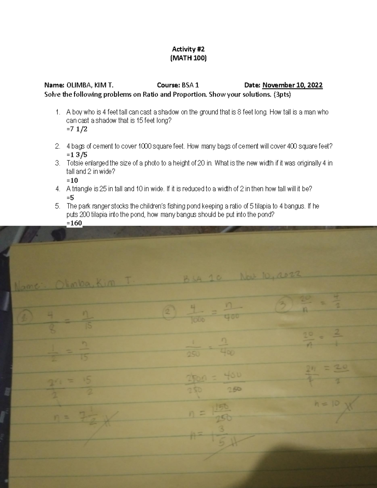 Activity #2 11-10 Olimba KIM T. - Activity # (MATH 100) Name: OLIMBA ...
